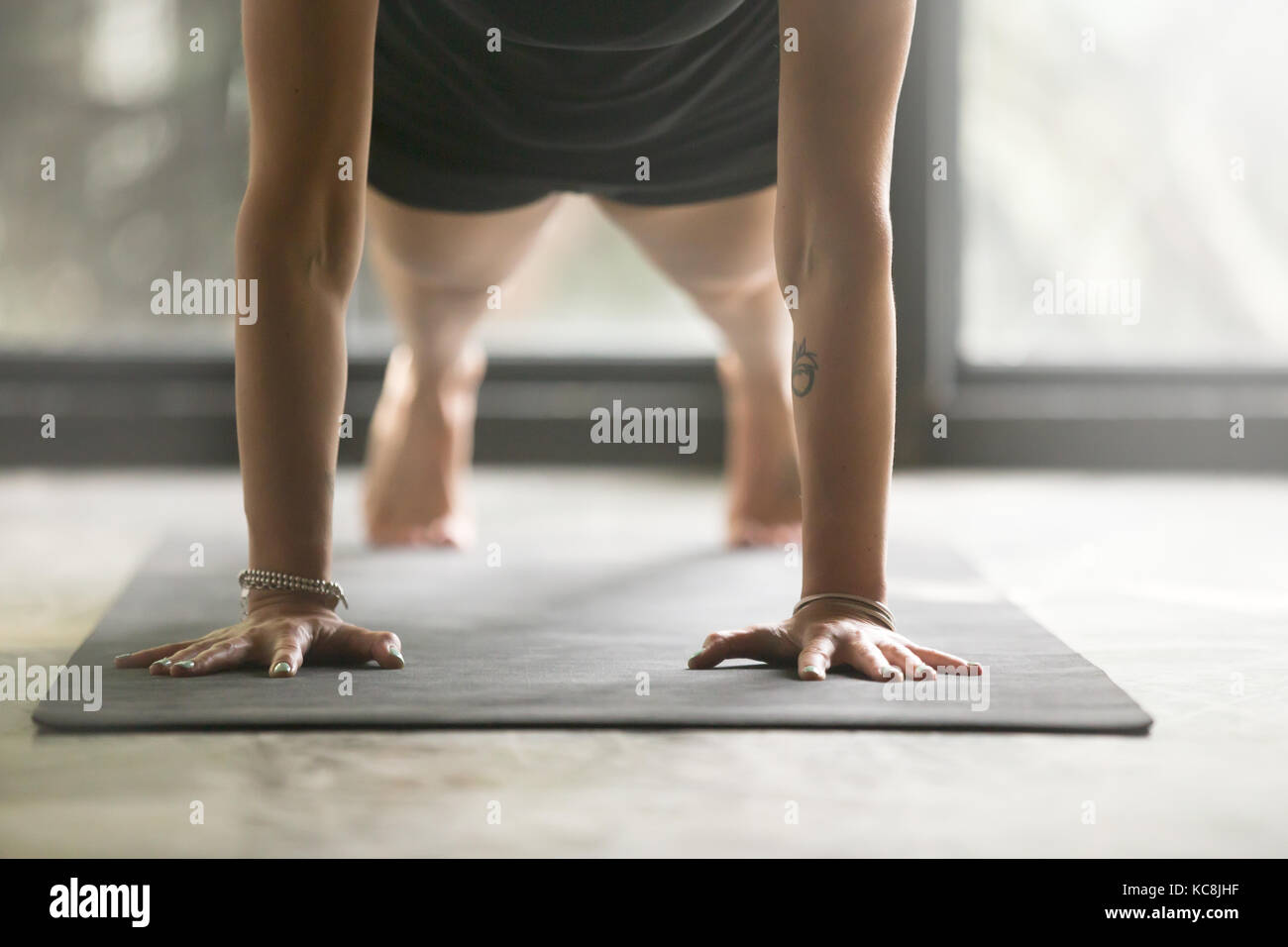 Plank pose close up image Stock Photo - Alamy