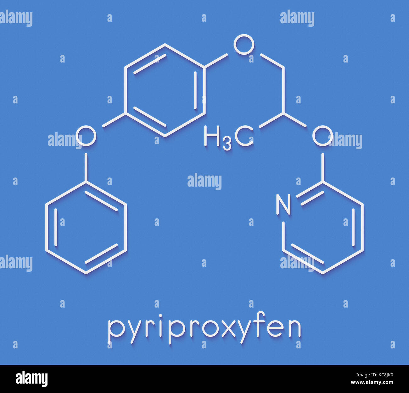 Pyriproxyfen pesticide molecule. Juvenile hormone analogue that ...