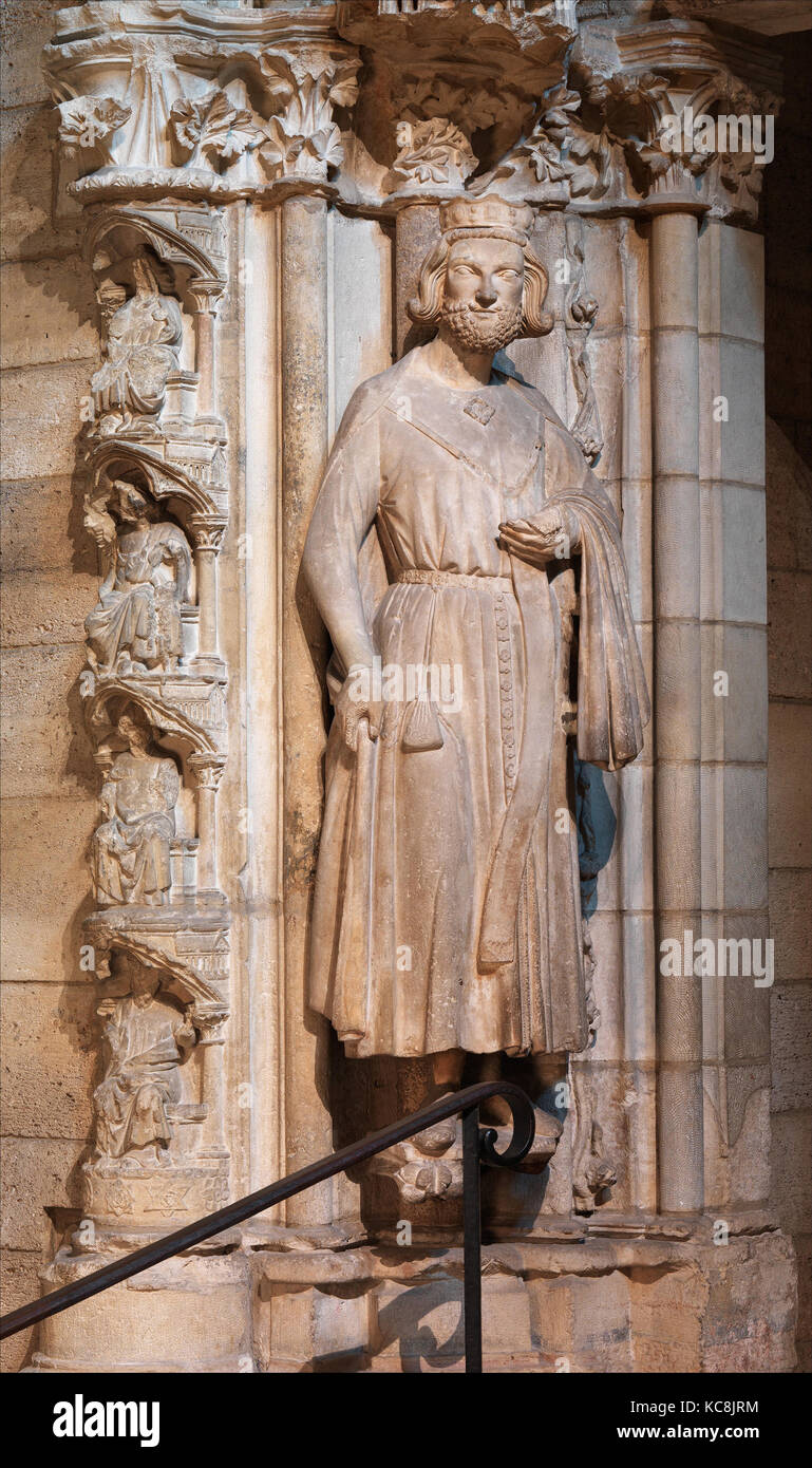 King Clovis I, ca. 1250, Made in Burgundy, France, French, Limestone ...