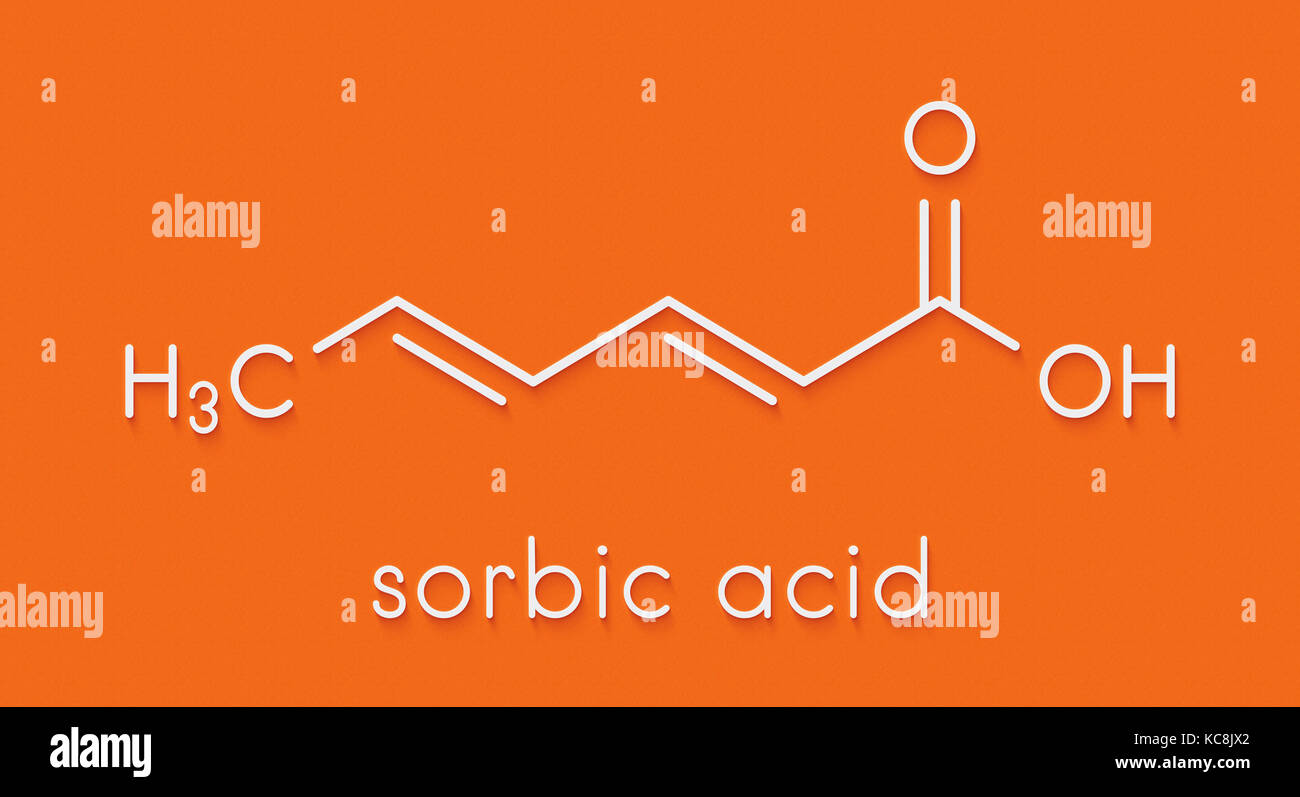 Sorbic acid food preservative molecule. Sorbate (sodium, potassium ...