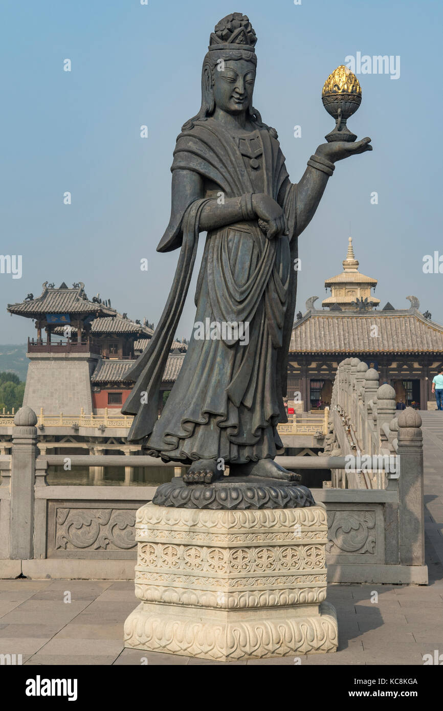Statue at Lingyan Temple, Yungang Grottoes, Shanxi, China Stock Photo ...