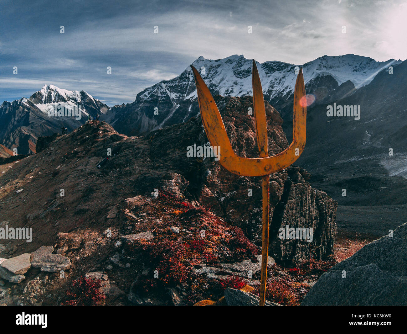 View of Mt. Trishul with a trishul or trident in the foreground from ...