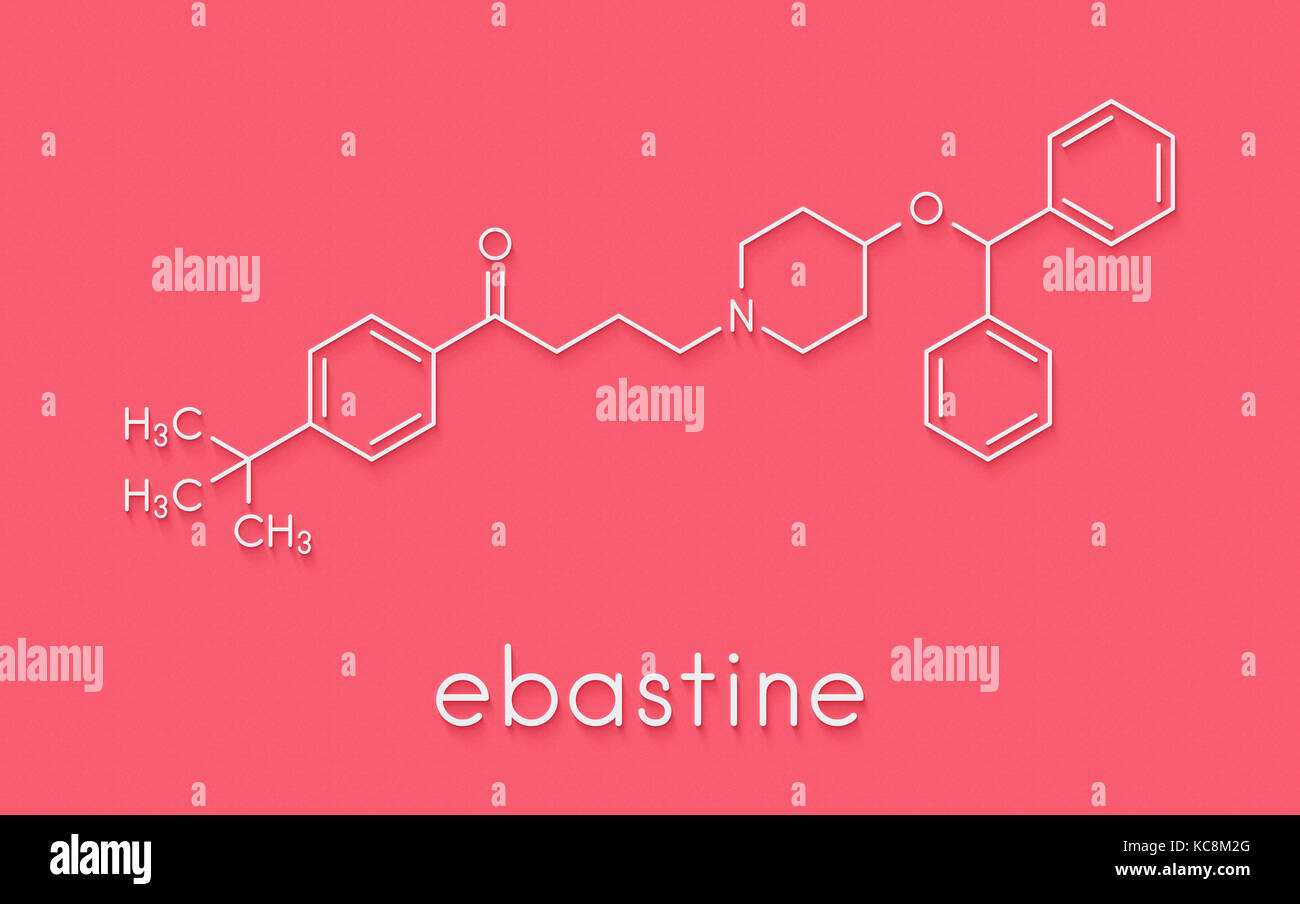 Ebastine antihistamine drug molecule. Skeletal formula Stock Photo - Alamy