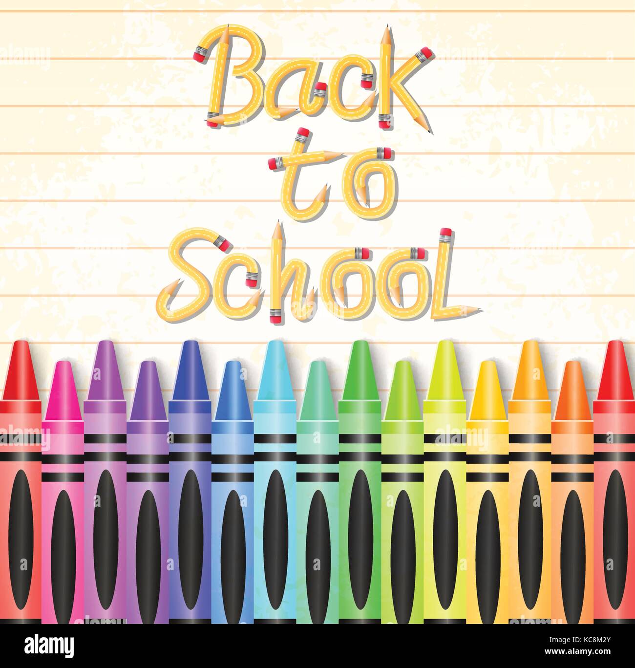 Back to School Typography Made of Pencil with Different Colored Crayons ...