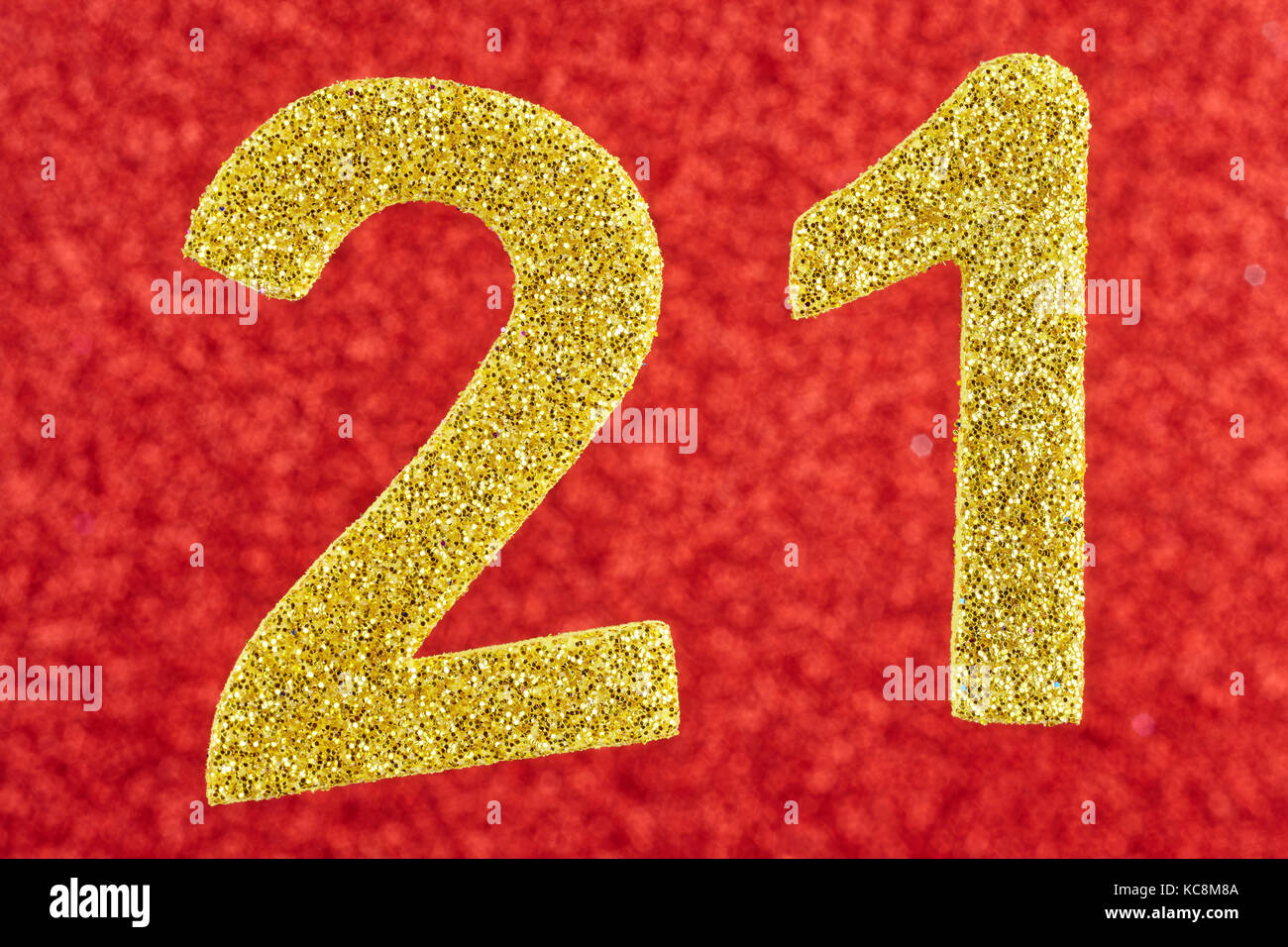 Number twenty-one golden over a red background. Anniversary. Horizontal ...