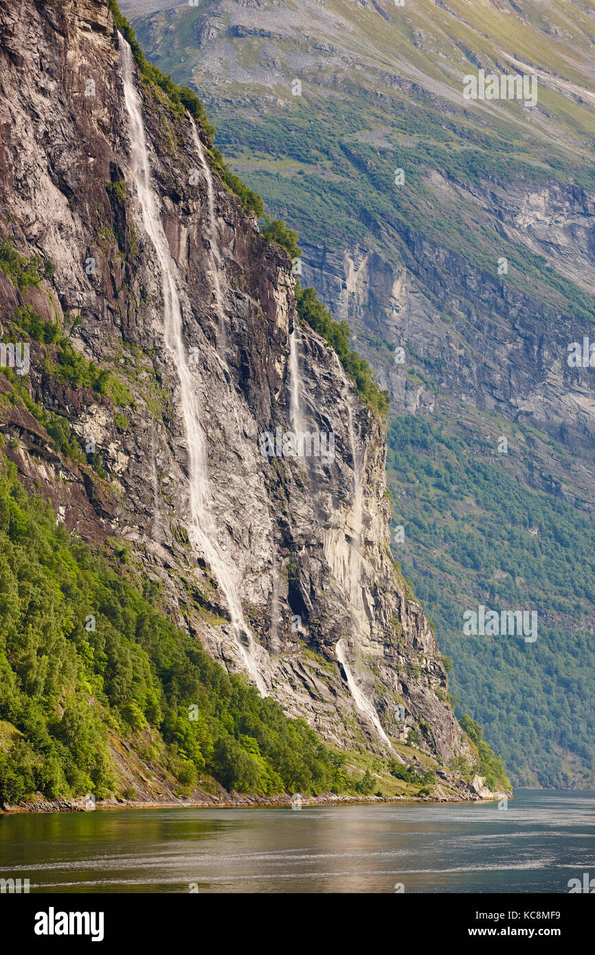 Norwegian fjord landscape. Hellesylt-Geiranger cruise route. Visit ...