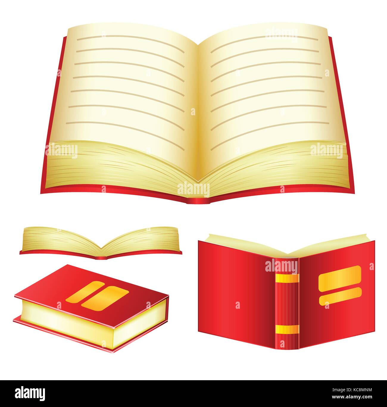 Detailed Red Books Vector Pack with Different Angles. Vector ...
