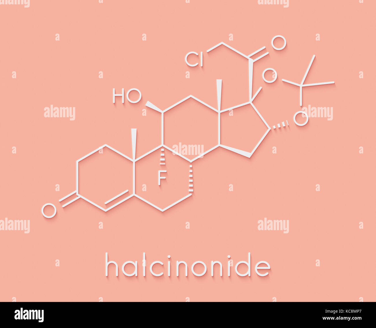 Halcinonide topical corticosteroid drug molecule. Skeletal formula ...