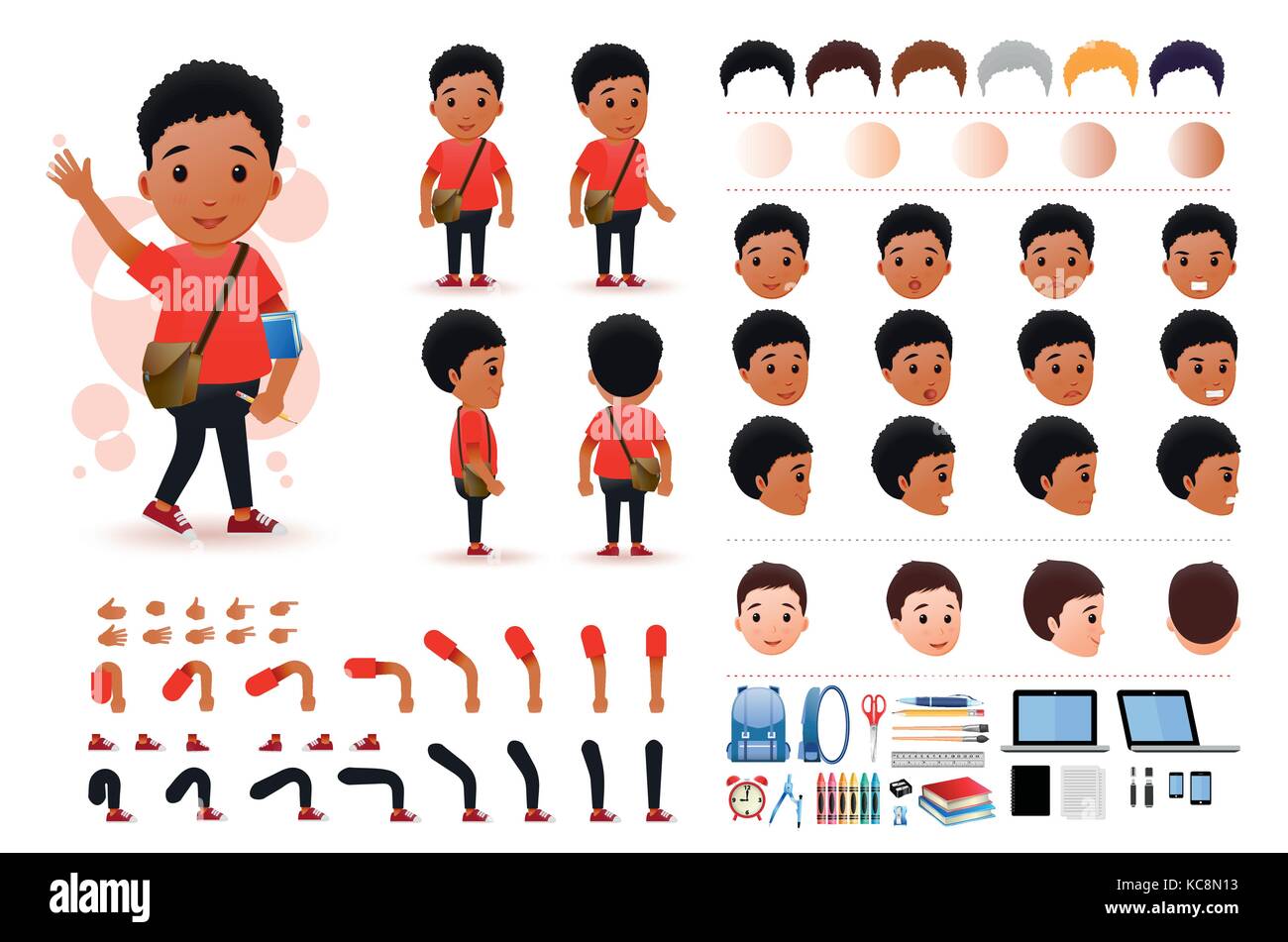 Little Black African Boy Student Character Creation Kit Template with ...