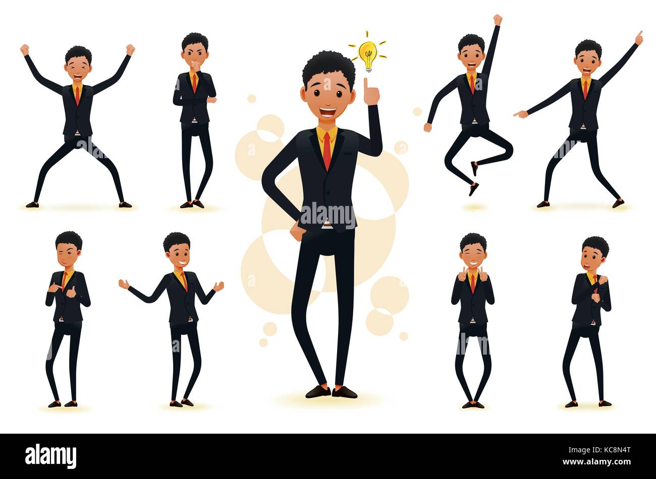 Male Funny Black African Businessman 2D Character Ready to Use Set ...