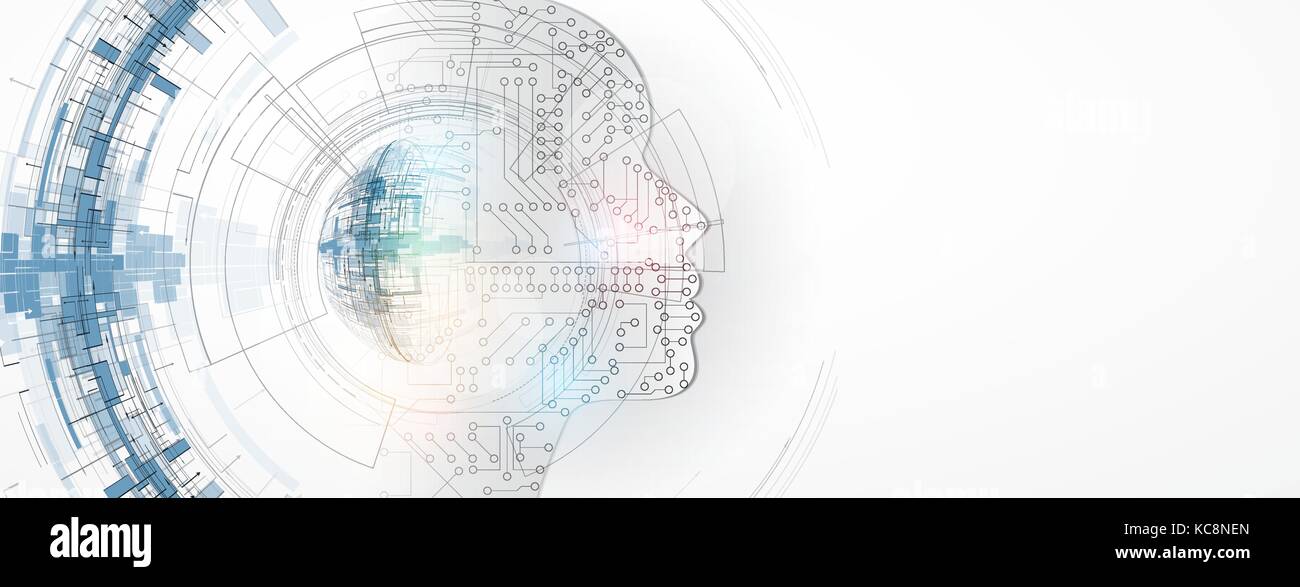 Abstract Artificial intelligence. Technology web background. Virtual ...