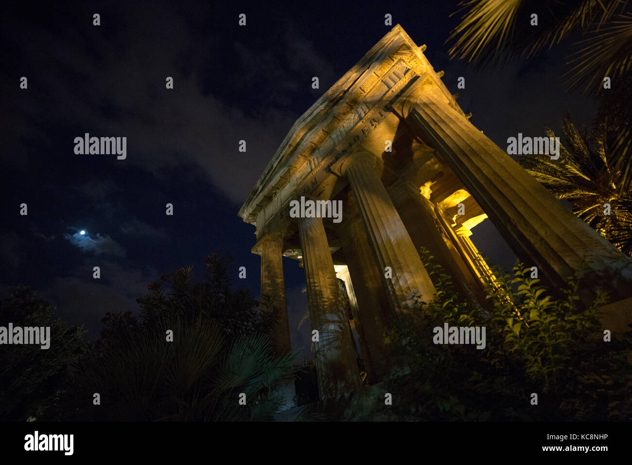 Valetta temple at Night Stock Photo - Alamy