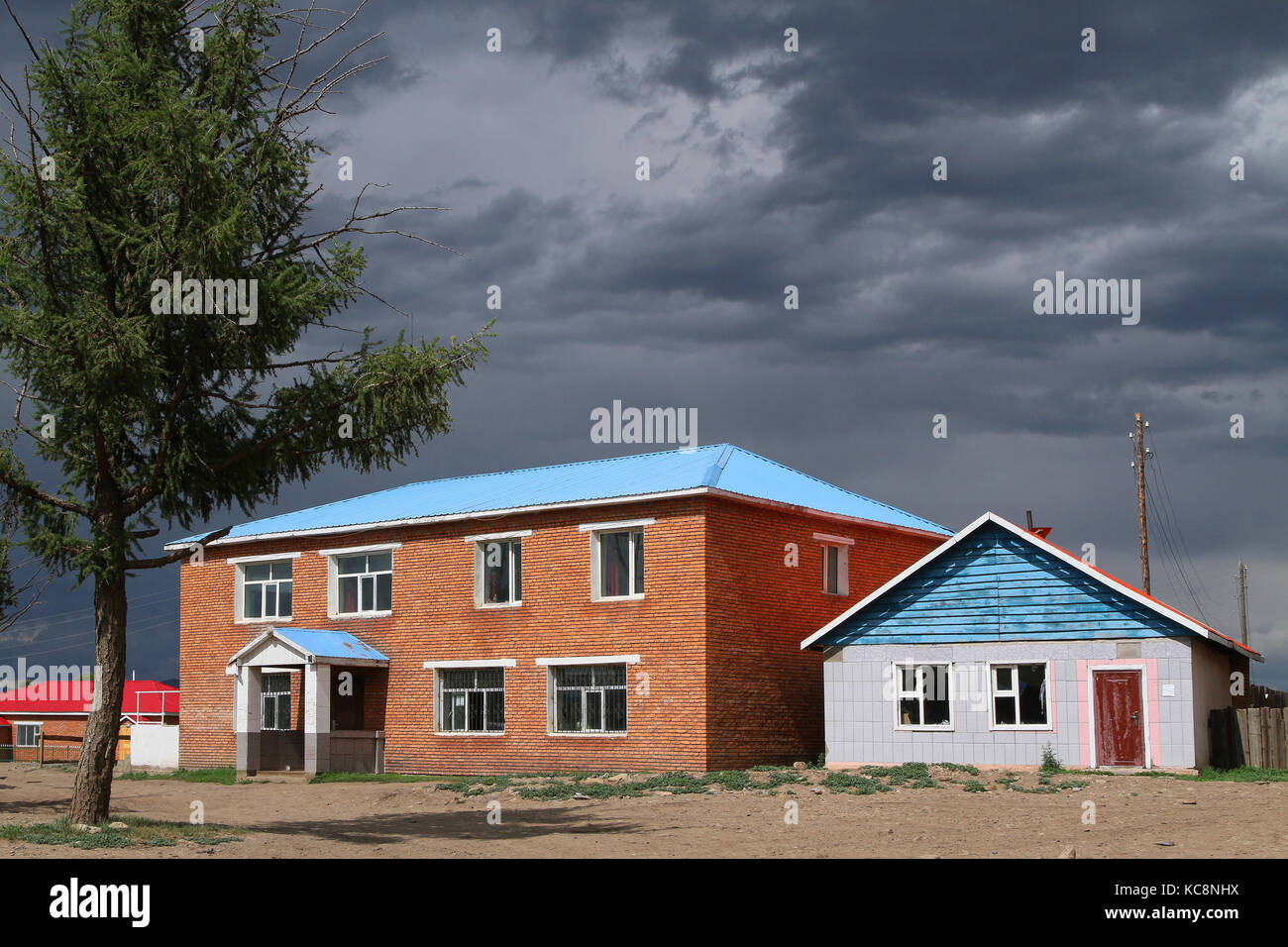 BAT-ULZII, MONGOLIA, July 13, 2013 : A storm above the small village of ...
