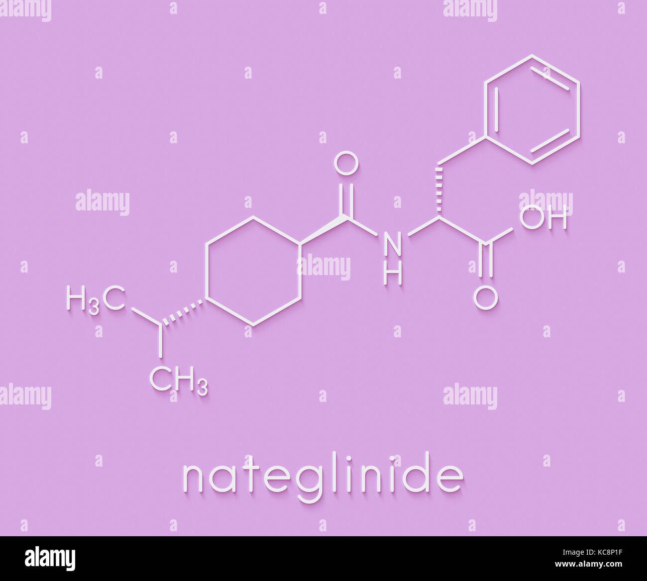 Nateglinide diabetes drug molecule. Skeletal formula Stock Photo - Alamy
