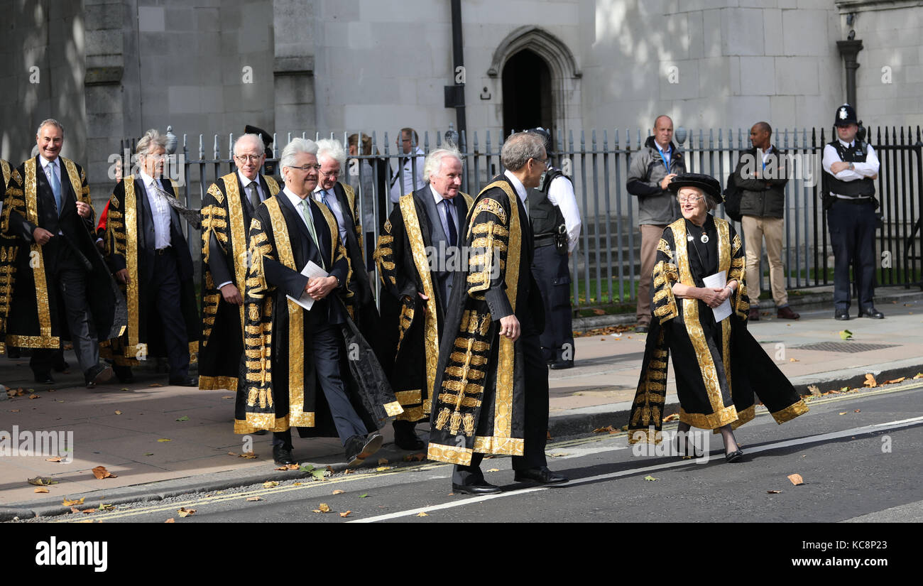 Pic shows: Lady Hale sword in as first Supreme Court head justice. Left ...