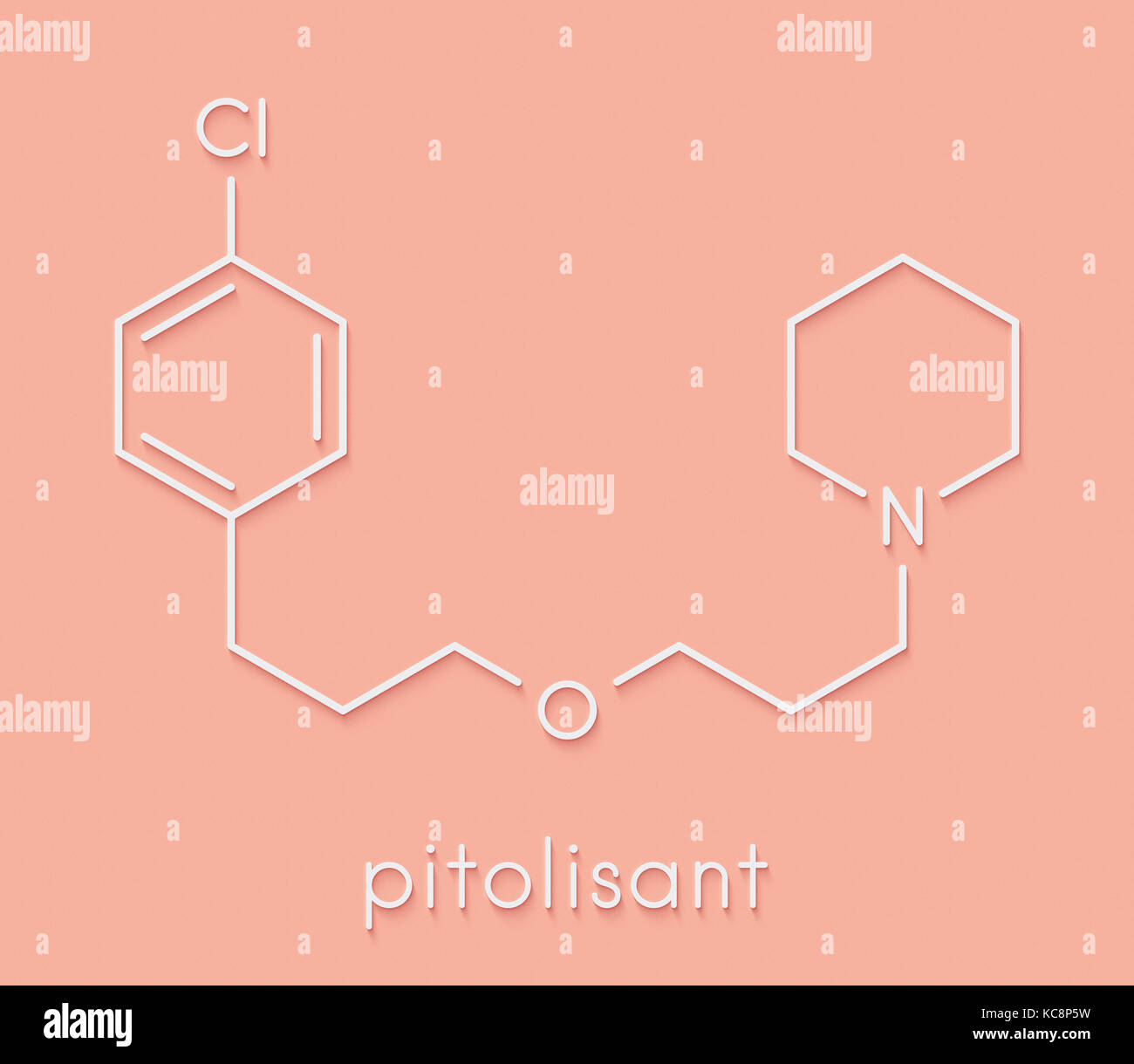 Pitolisant (tiprolisant) narcolepsy drug molecule. Skeletal formula ...