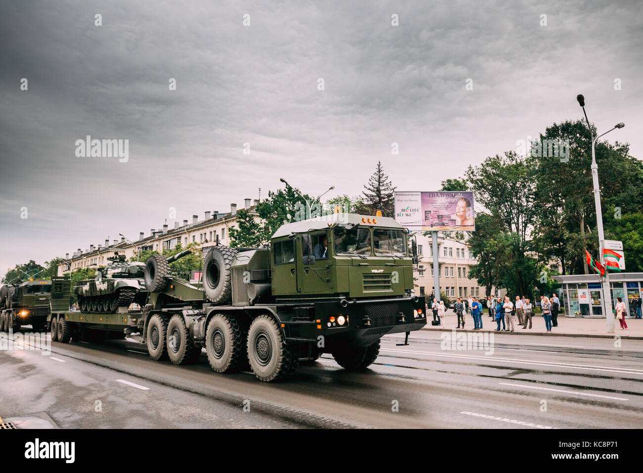 Belarus, Minsk. Heavy Off-road Vehicle Volat Moving Along Street During ...