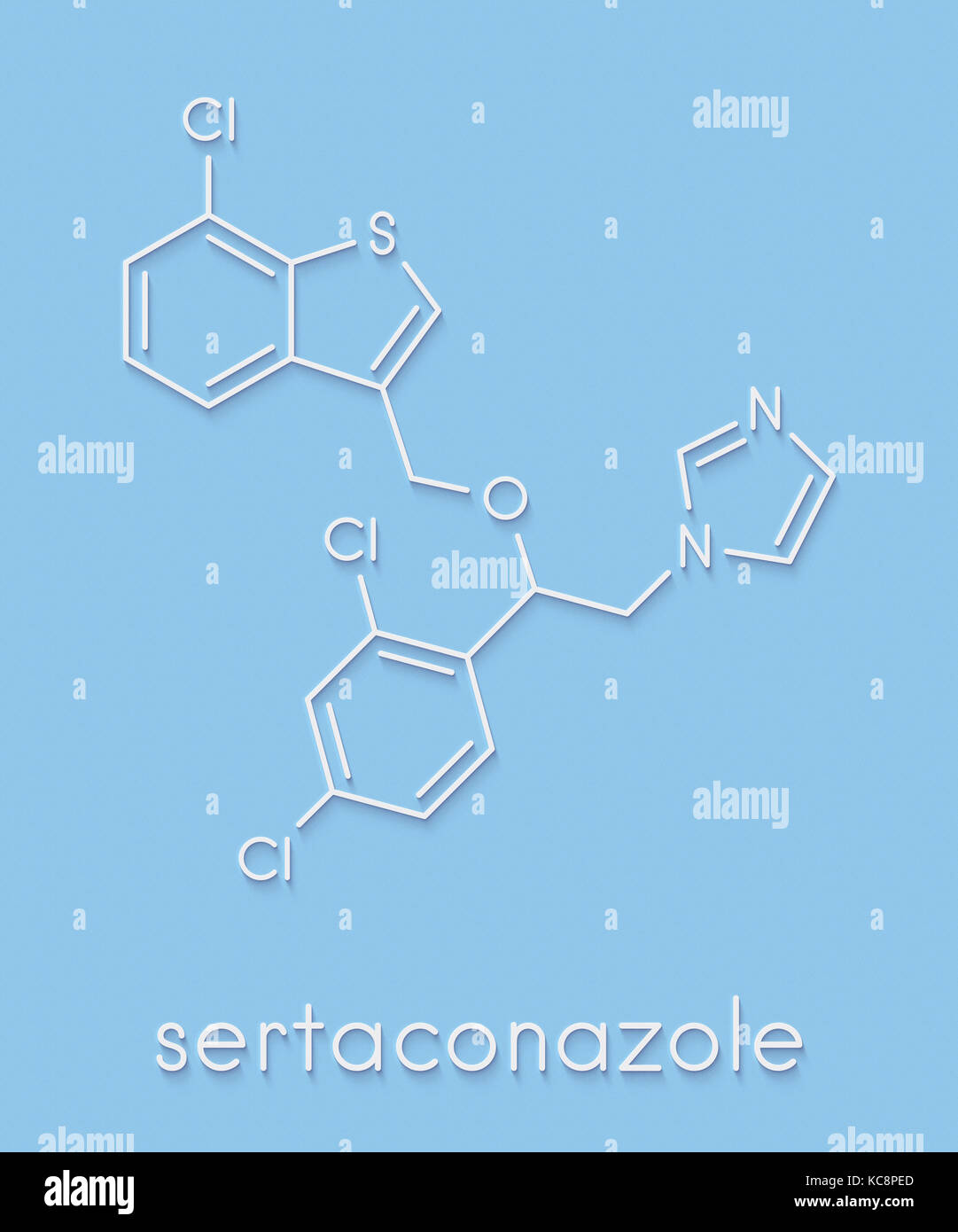Sertaconazole antifungal drug molecule. Skeletal formula Stock Photo ...