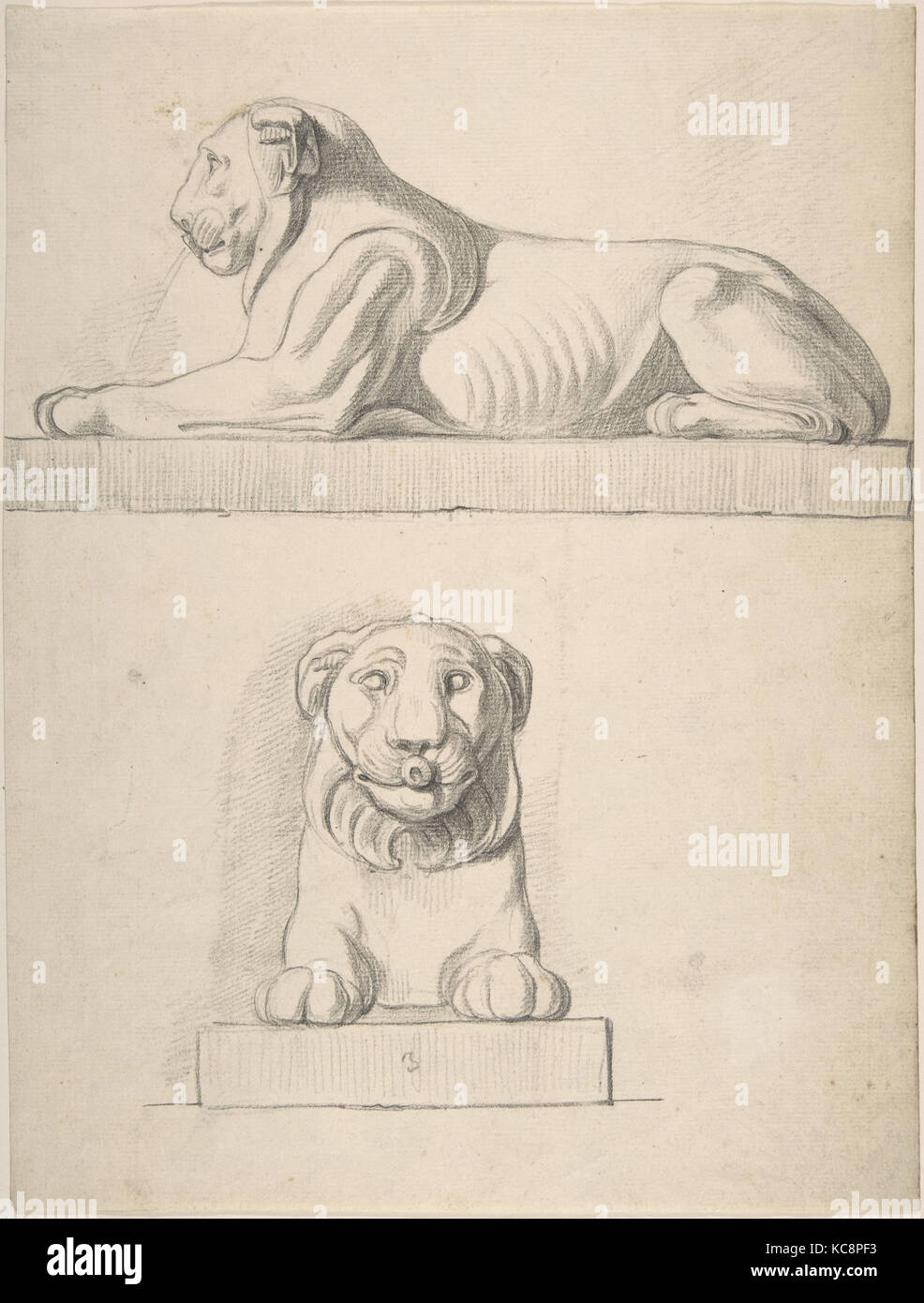 Classical Sculpture of a Lion, Front and Side Views, Attributed to ...
