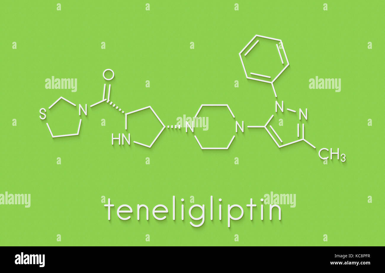 Teneligliptin diabetes drug molecule. Skeletal formula Stock Photo - Alamy