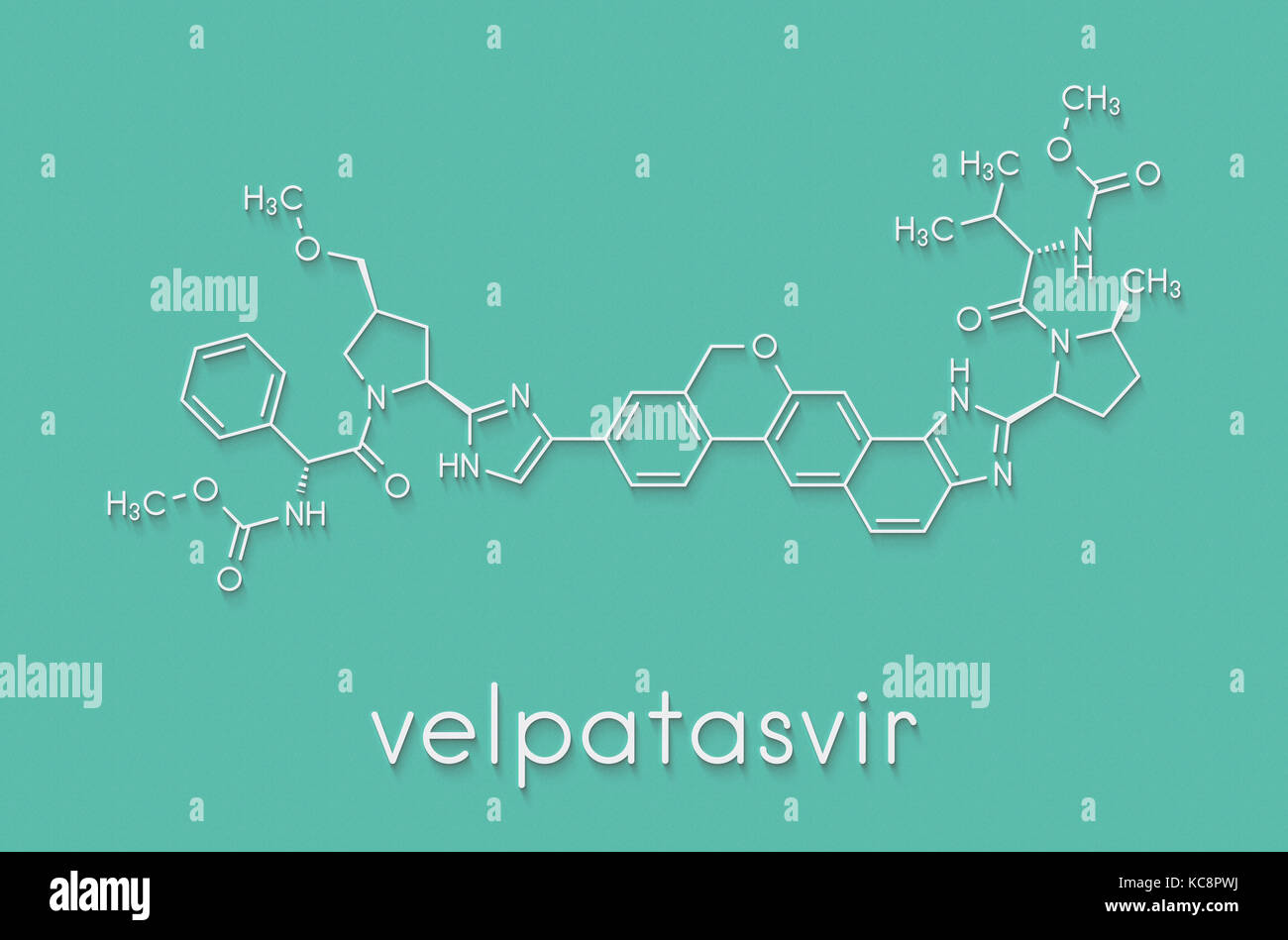 Velpatasvir hepatitis C virus (HCV) drug molecule. Skeletal formula ...
