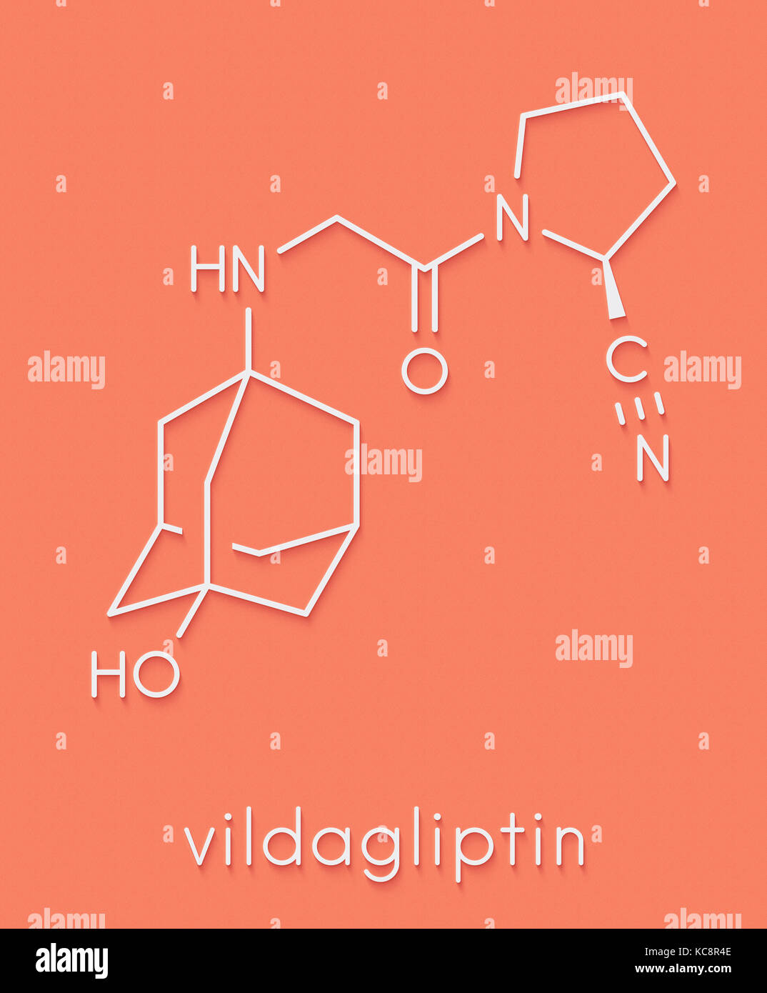 Vildagliptin diabetes drug molecule. Skeletal formula Stock Photo - Alamy