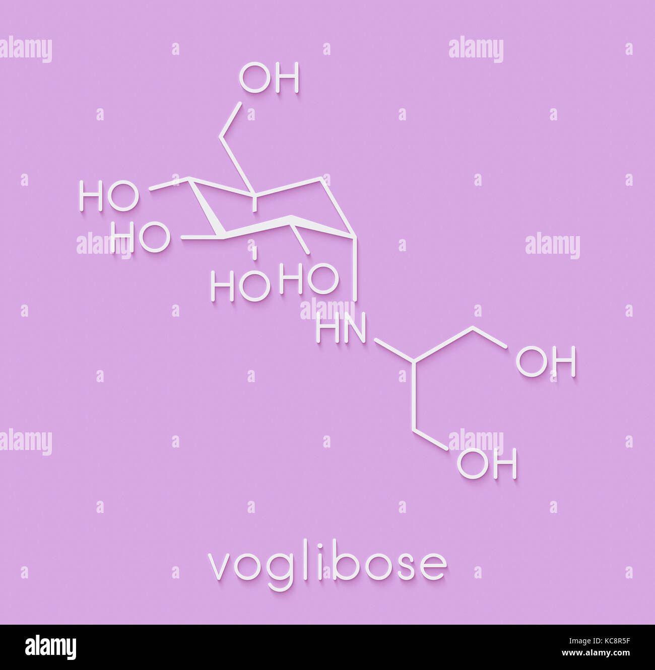 Voglibose diabetes drug molecule. Skeletal formula Stock Photo - Alamy