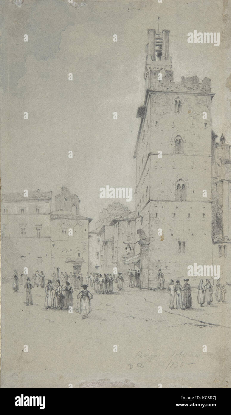 The Palazzo dei Priori, Volterra, David Roberts, 1835 Stock Photo - Alamy