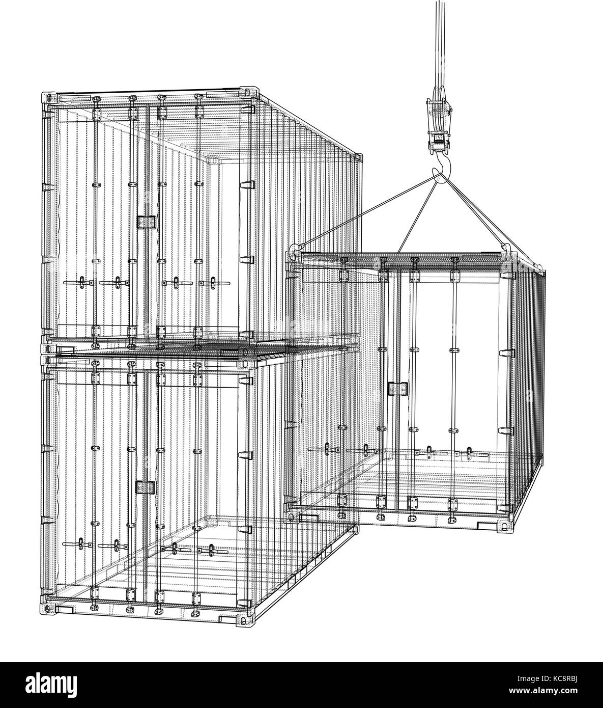 Cargo container. Wire-frame style Stock Vector Image & Art - Alamy