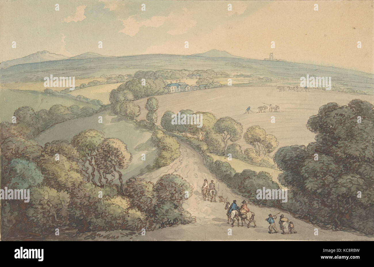 Landscape, 1780–1827, Watercolor, graphite, pen and ink, sheet: 6 3/4 x ...