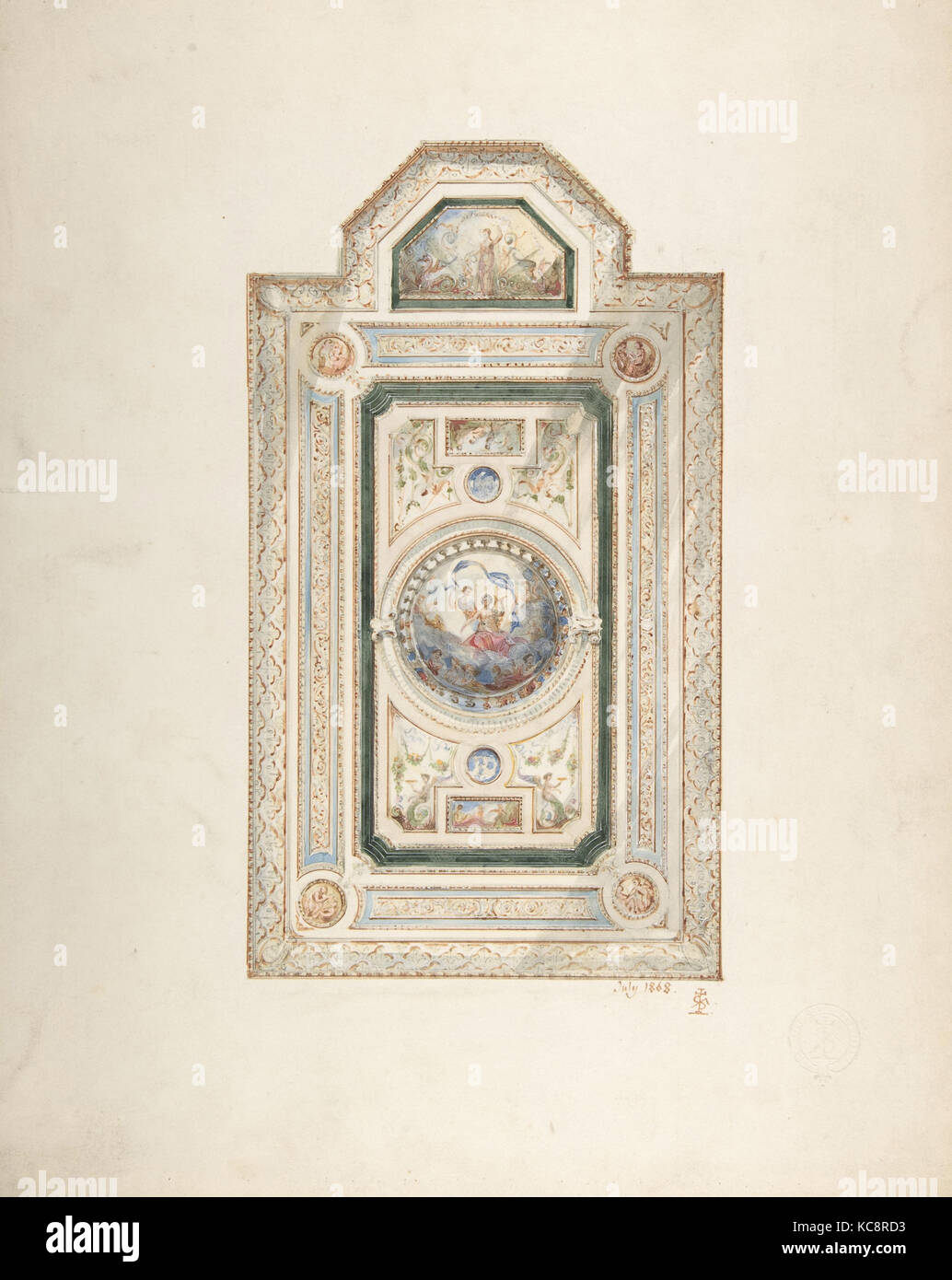 Inscribed drawing with monogram of Sang, of a ceiling design, July 1868 ...