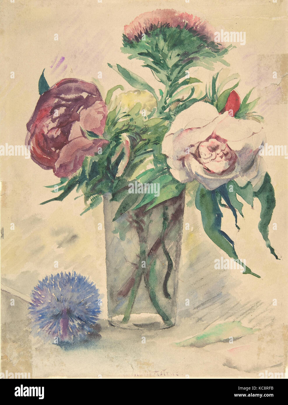 Flowers in a Vase, ca. 1884–1904, Watercolor over traces of graphite ...