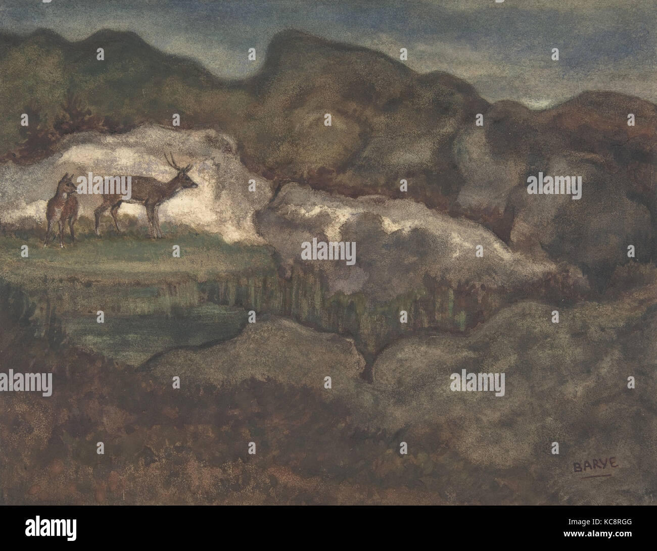 Izards in the Glaciers (Pyrenean Chamois), Antoine-Louis Barye, 1810–75 ...