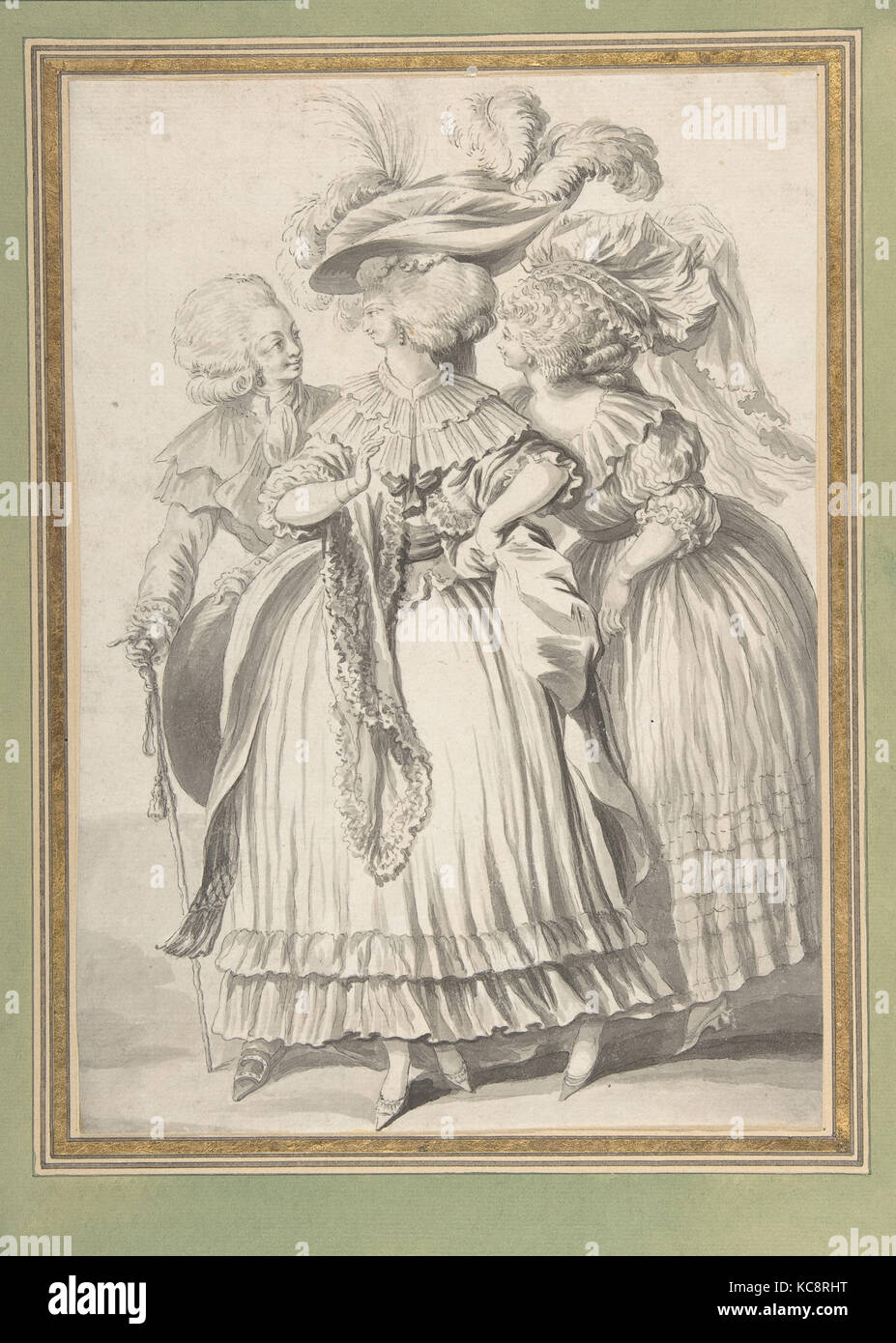 Two Ladies and a Gentleman, Attributed to Louis Binet, 1760–1800 Stock ...