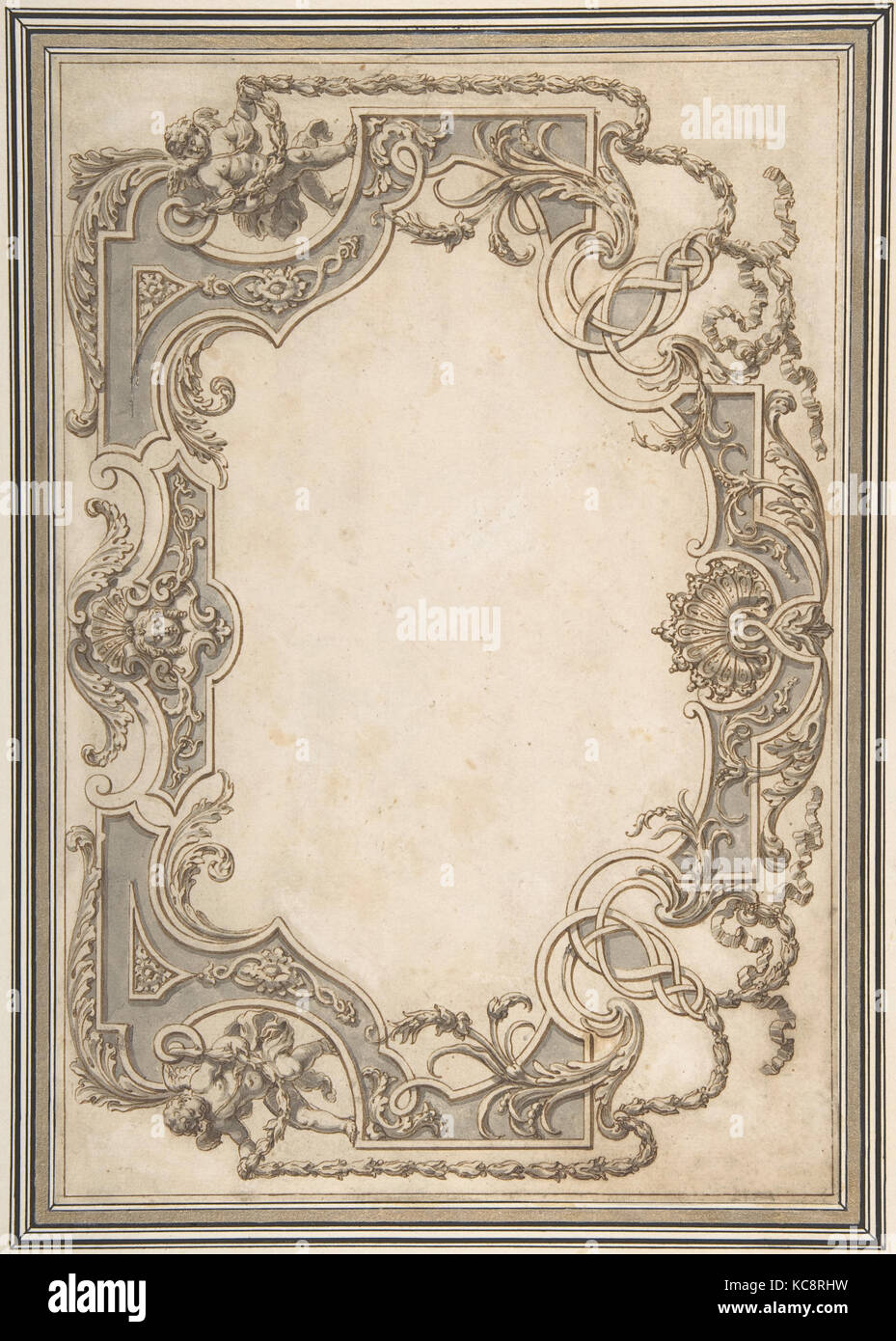 Design for a Ceiling, n.d., Pen and brown ink with brush and grey wash ...
