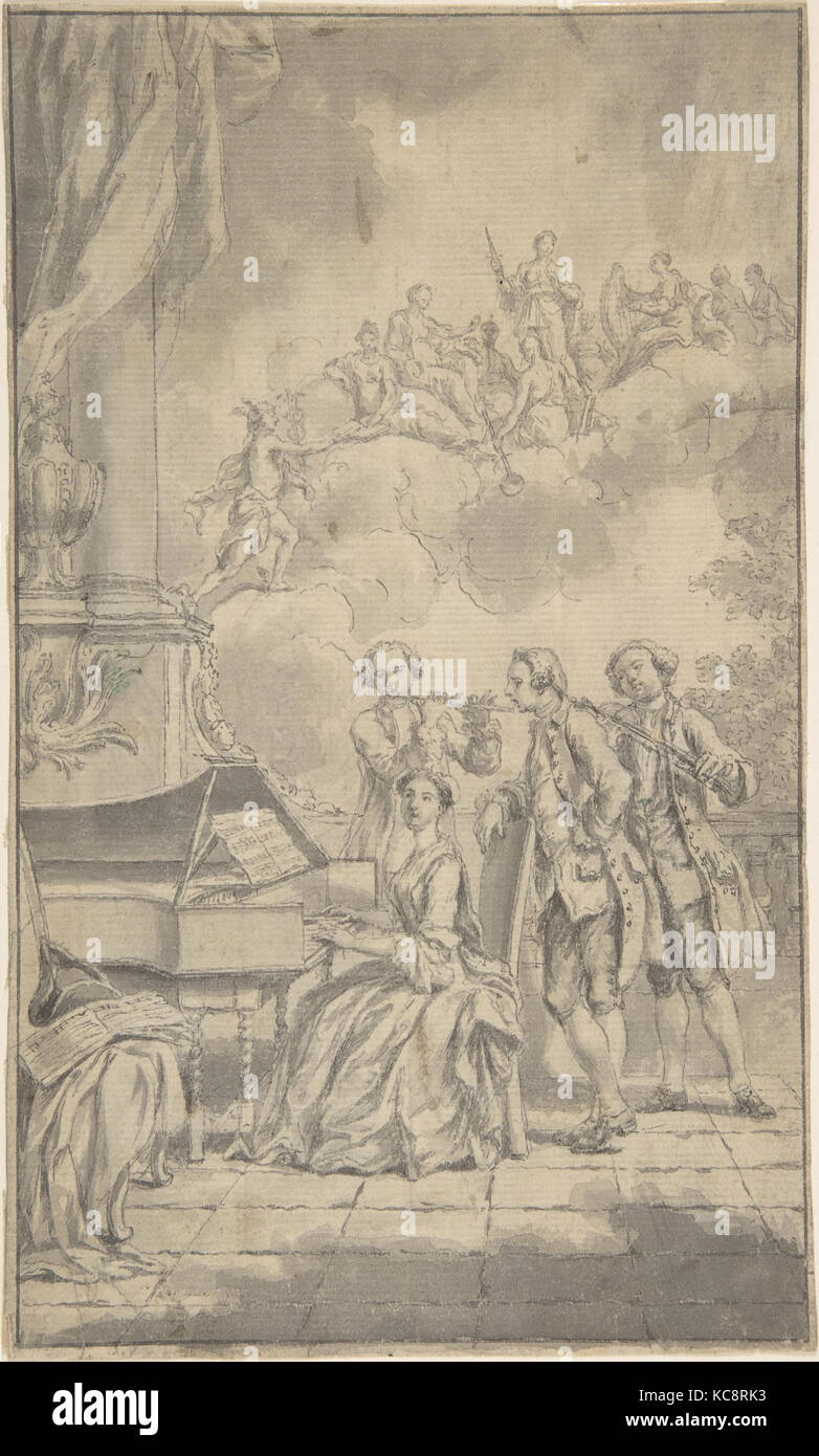 A Musical Gathering, Attributed to Samuel Wale, 18th century Stock ...