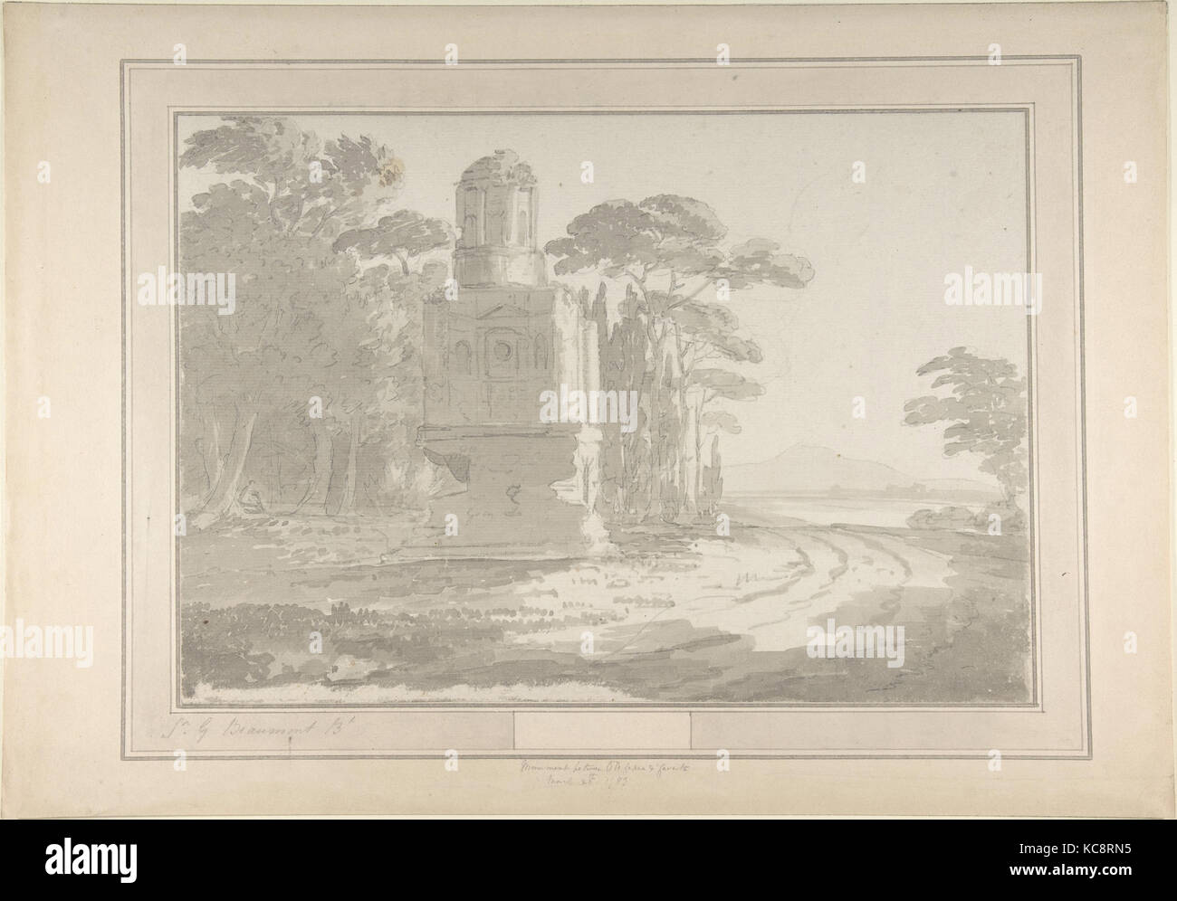 Italian Landscape with a Tomb, Sir George Howland Beaumont, 1783 Stock ...