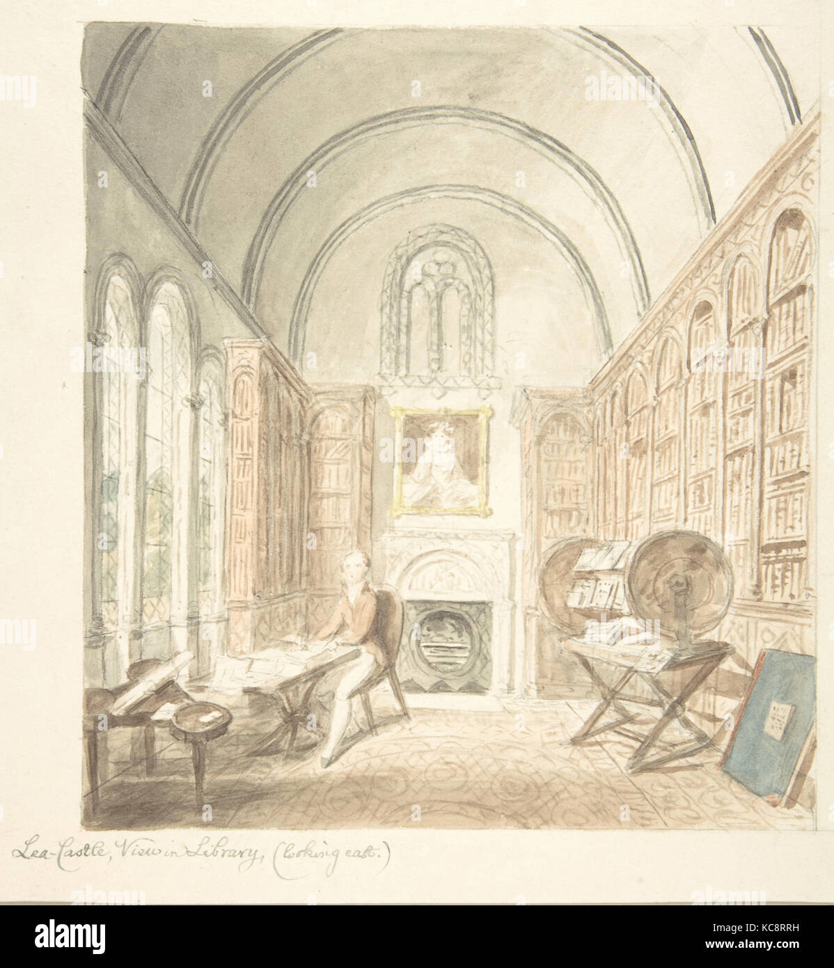 Lea Castle, View in the Library, Looking East, Attributed to John ...