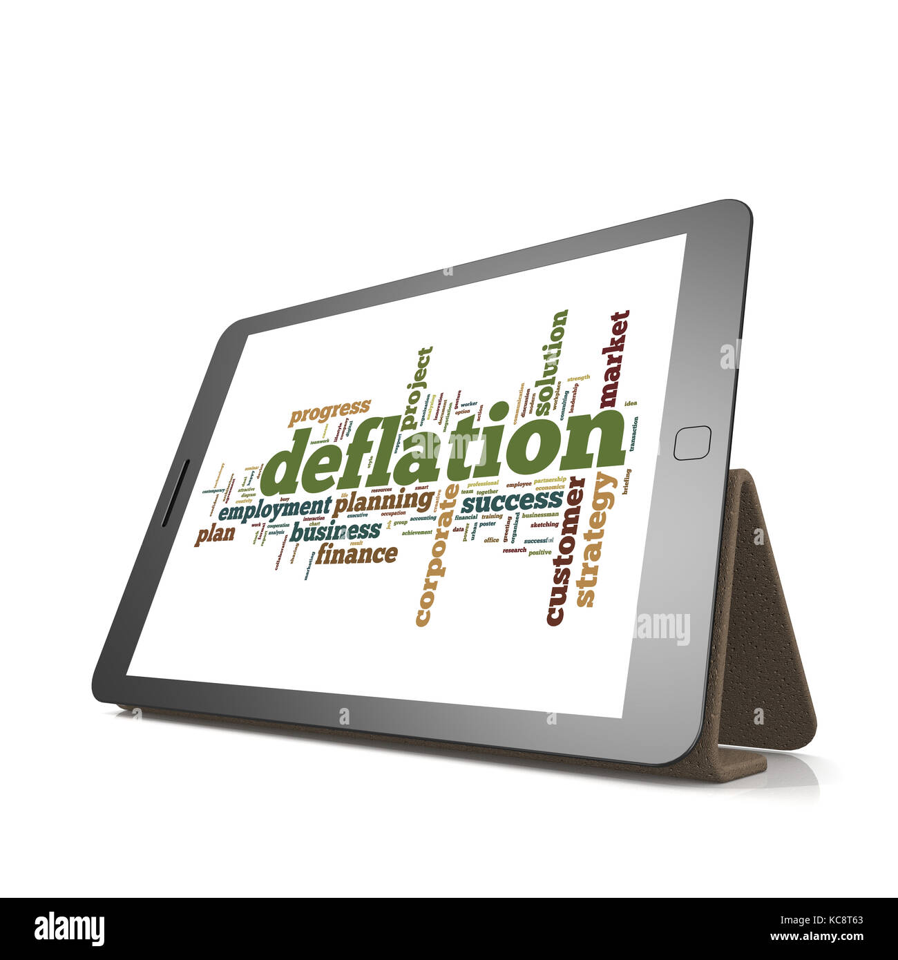 Deflation word cloud on tablet image with hi-res rendered artwork that ...