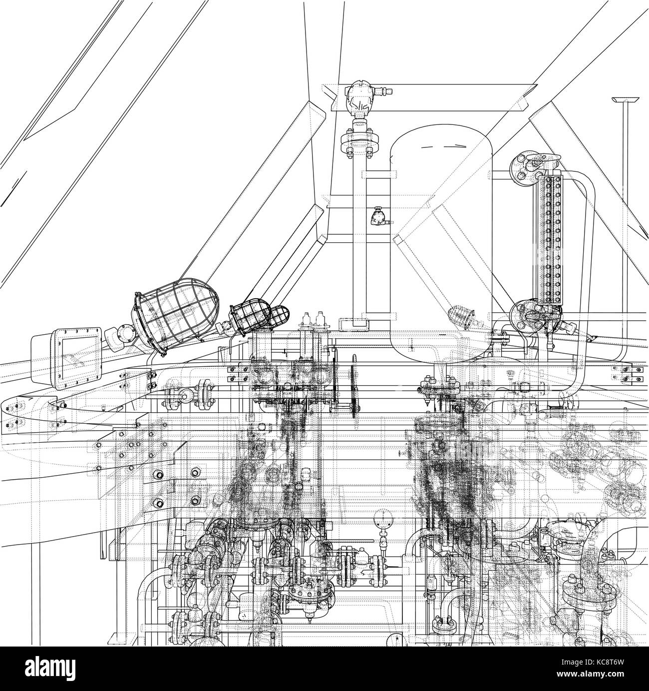 Industrial equipment wireframe design Stock Vector Images - Alamy