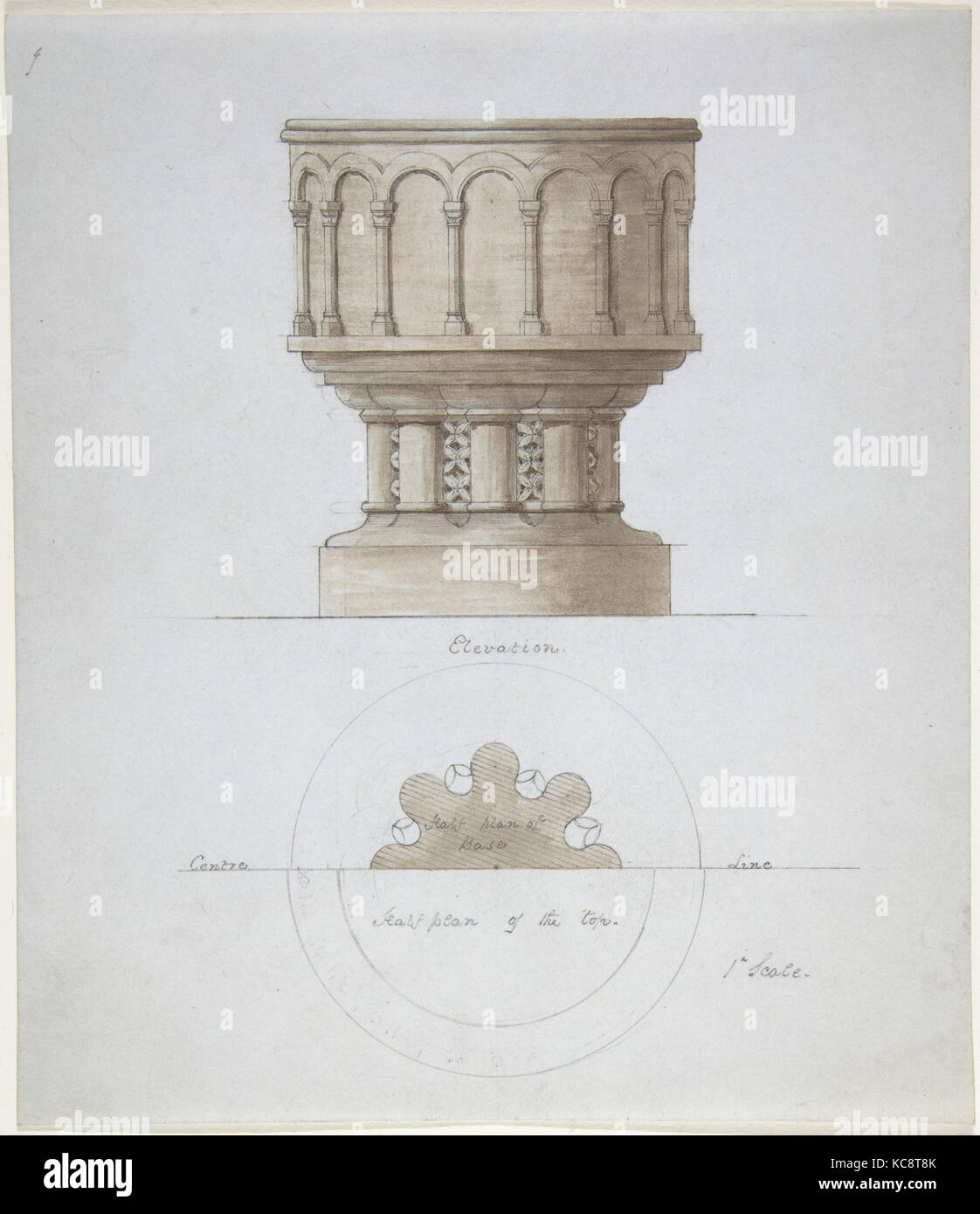 Romanesque Style Font, Anonymous, British, 19th century, mid-19th ...