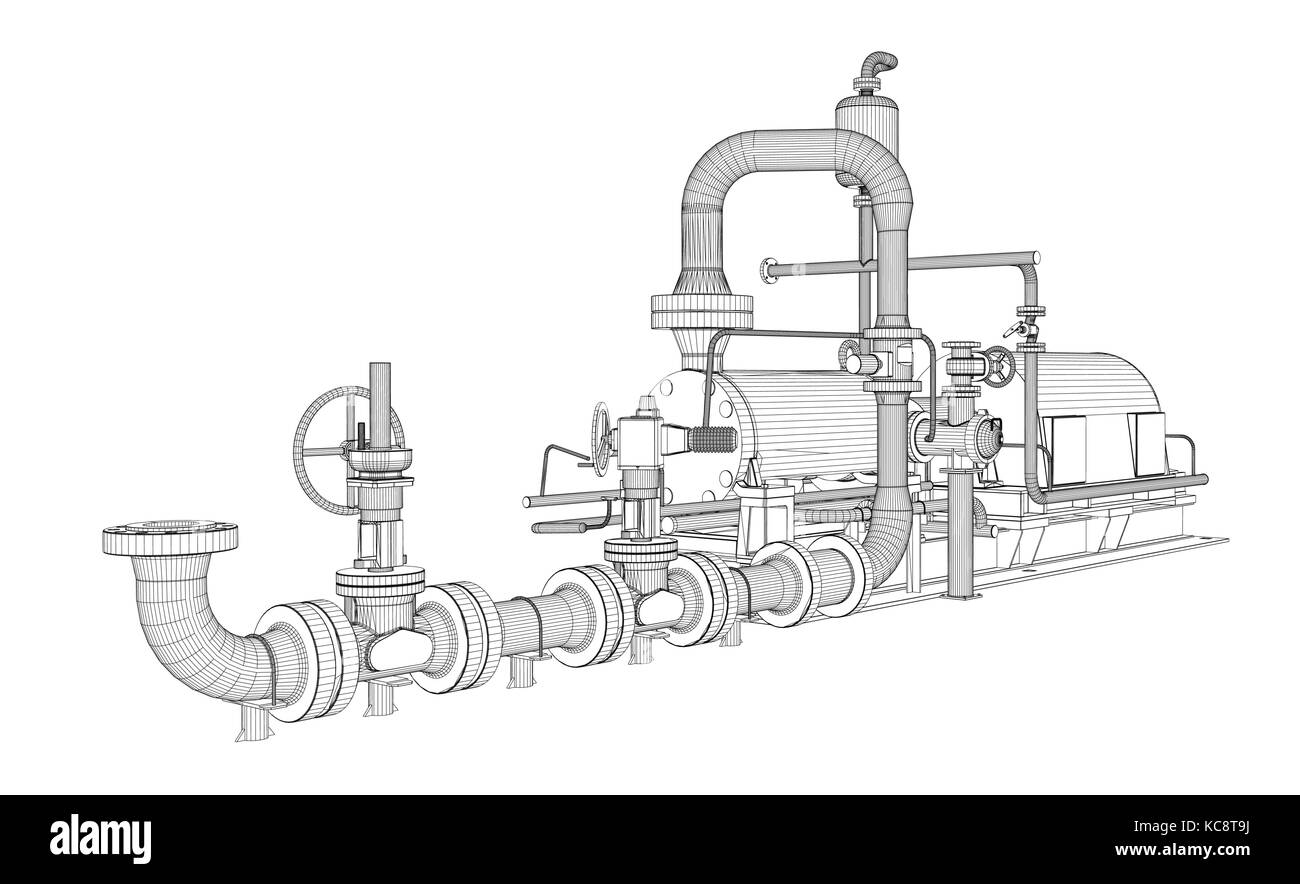 Wire-frame industrial pump Stock Vector Image & Art - Alamy