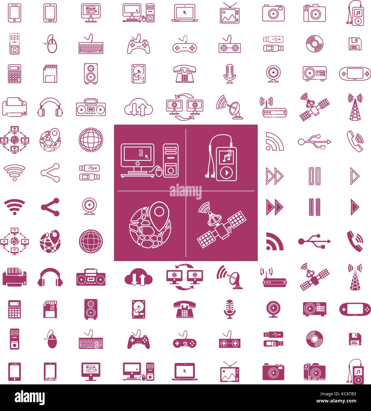 Gadgets and Technology Line and Flat Vector Icon Pack. Vector ...