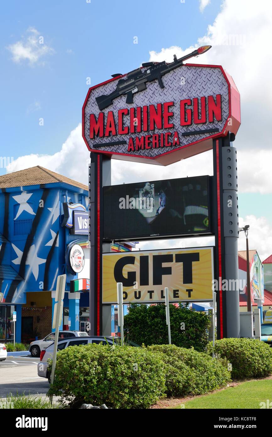 Machine Gun America sign in Kissimmee, in Osceola County, Florida, USA ...