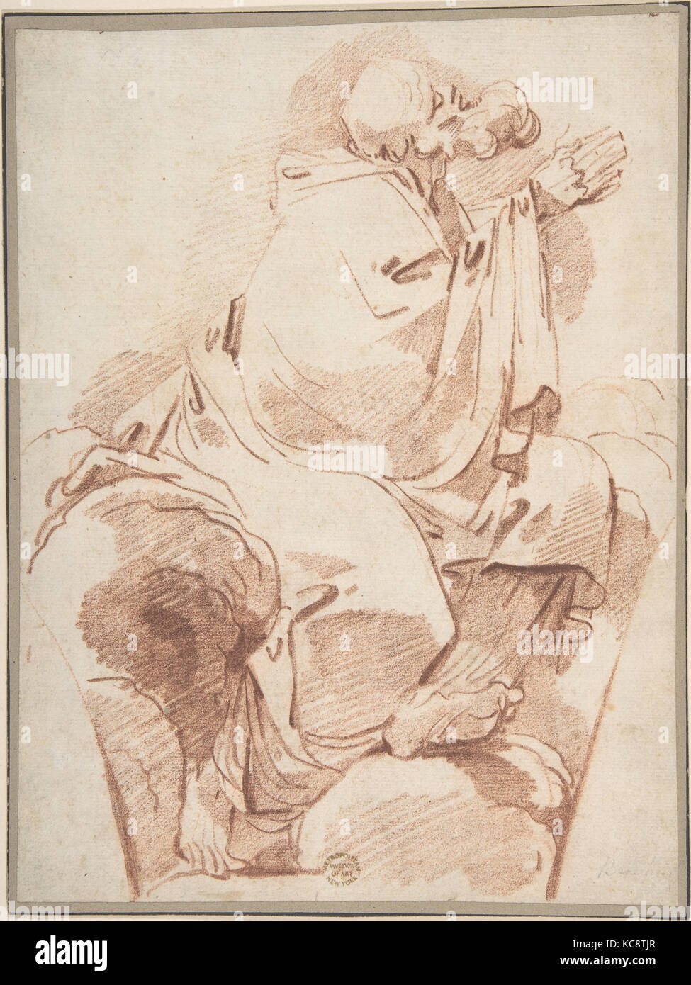 Prophet Seated in Profile on a Cloudbank, Praying: decoration for a ...