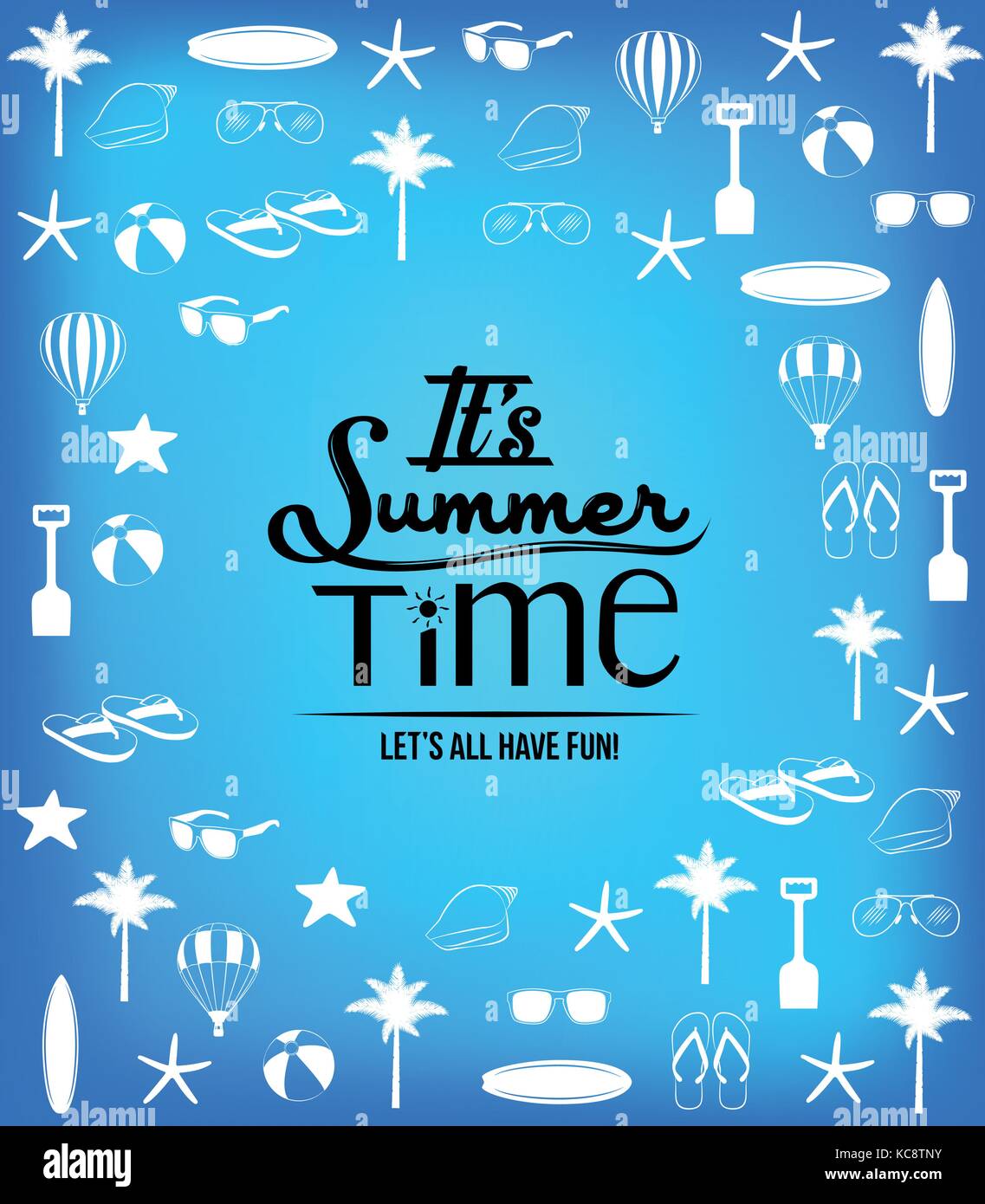 It's Summer Time Background with Summer Icons and Patterns. Vector ...