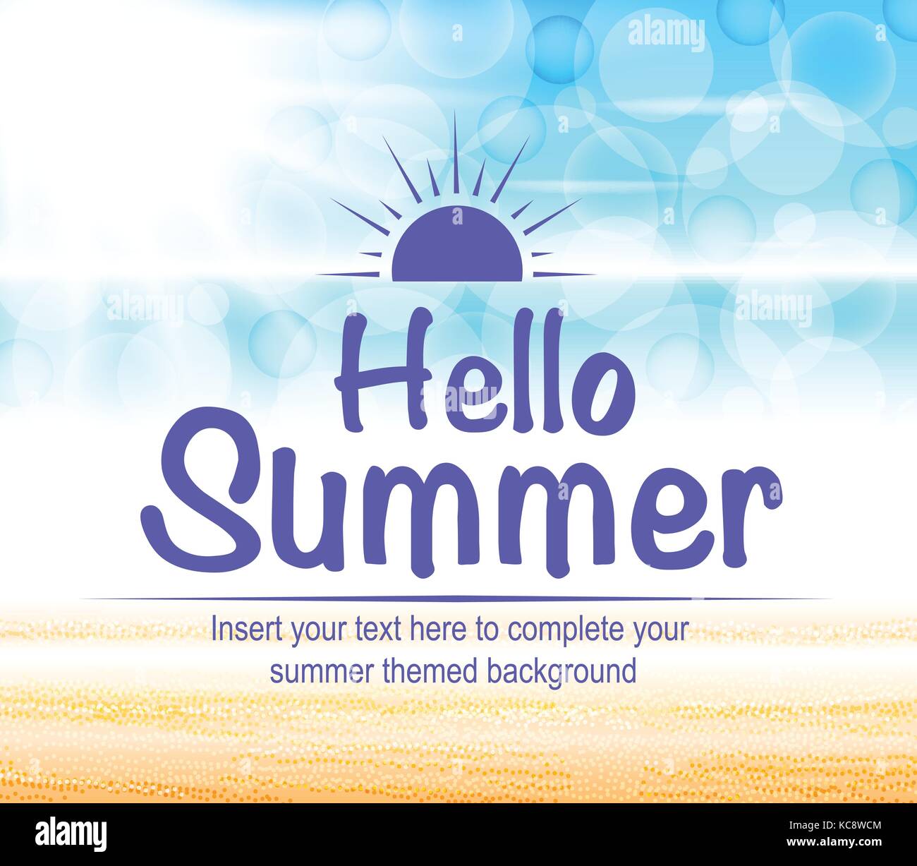 Hello Summer Text with Beautiful and Colorful Seascape Abstract ...