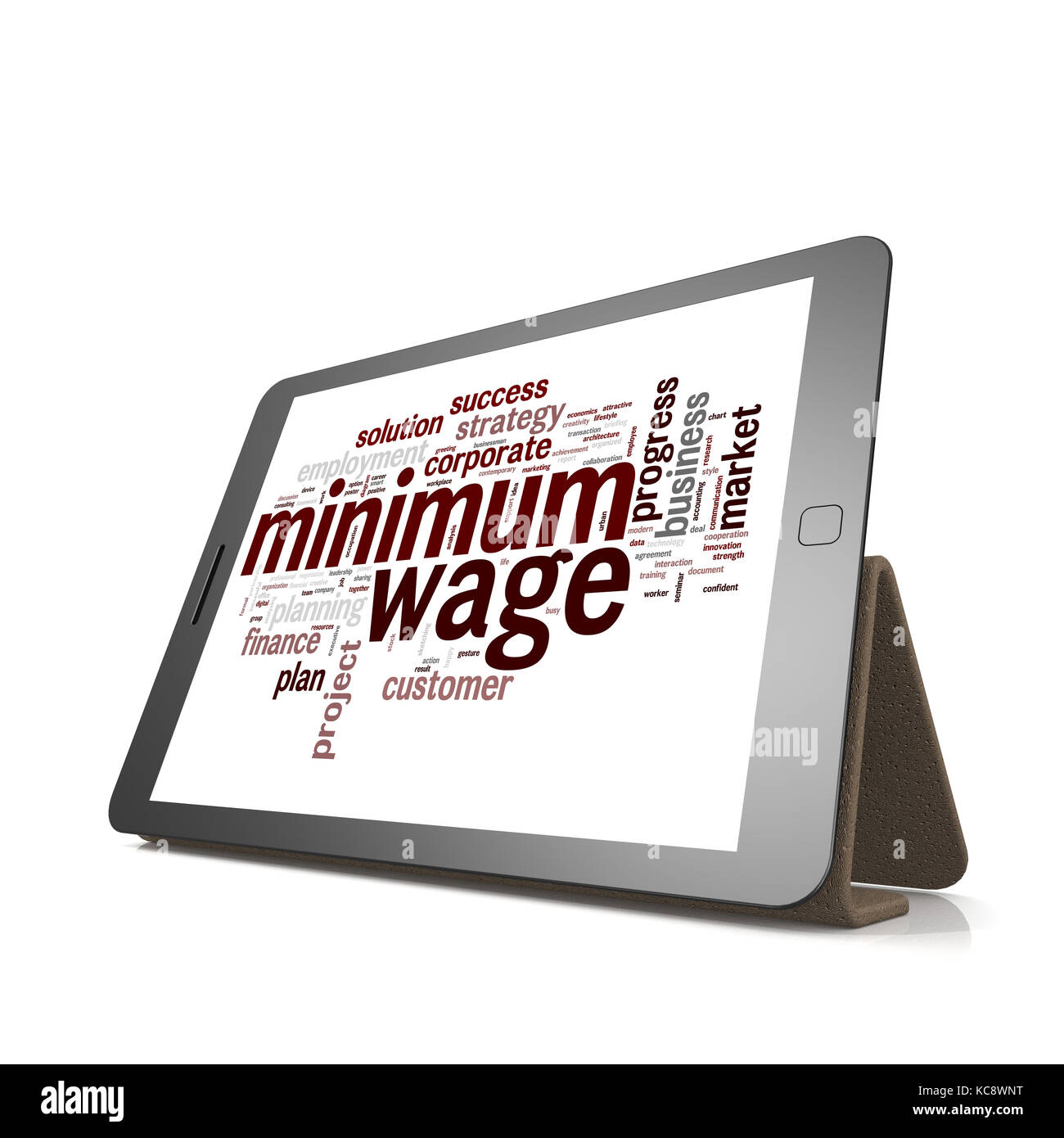 Minimum wage word cloud on tablet image with hi-res rendered artwork ...