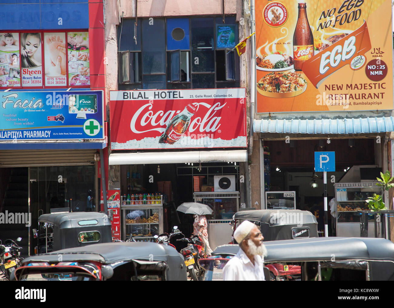 Street advertising signs Galle Road, city centre of Colombo, Sri Lanka ...