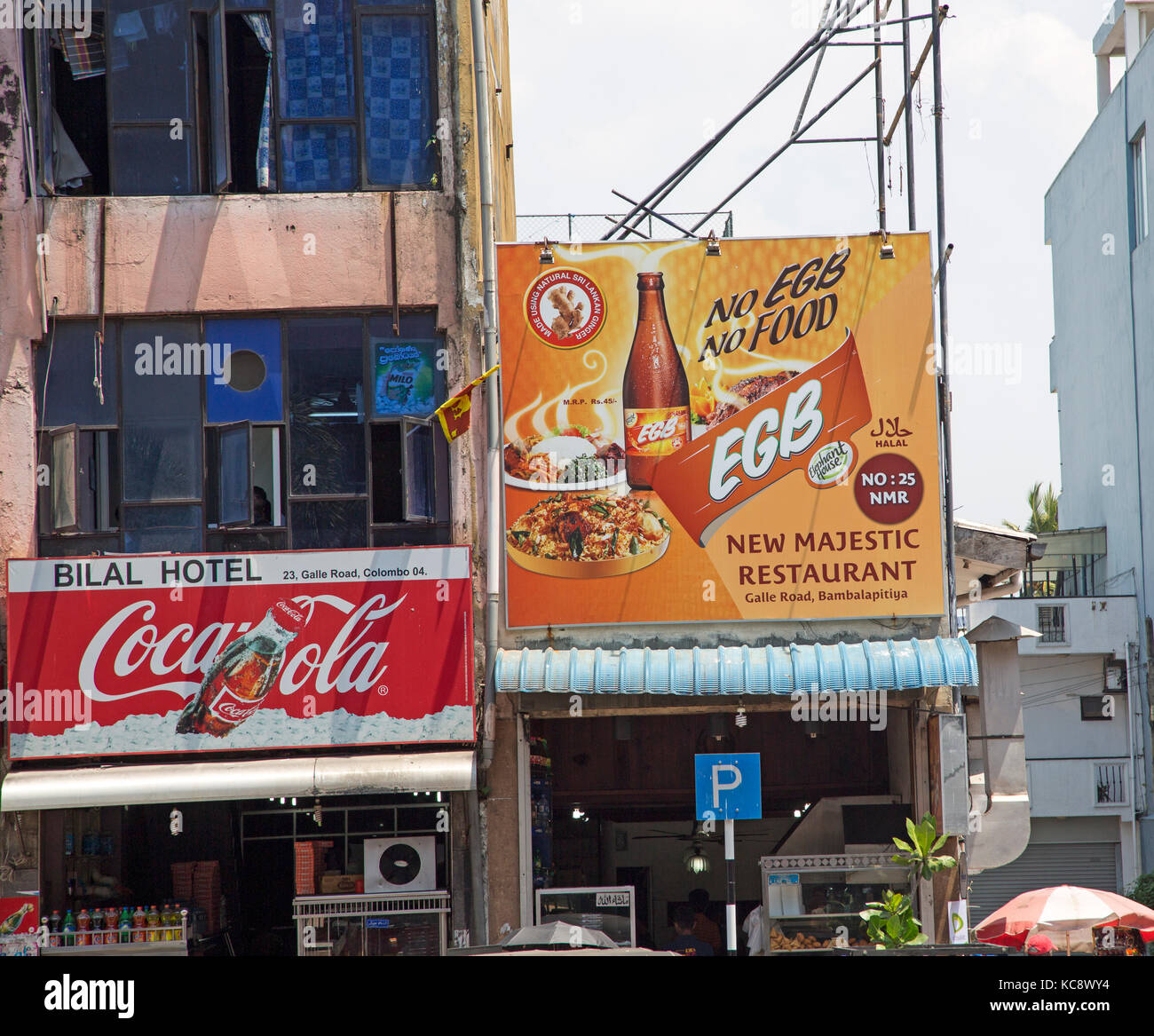 Street advertising signs Galle Road, city centre of Colombo, Sri Lanka ...